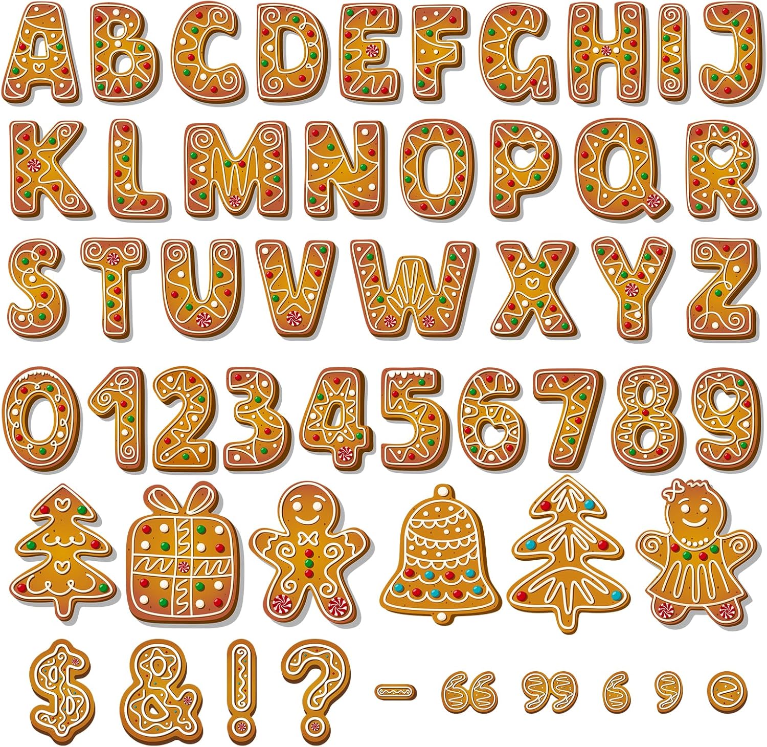 Amazon.com: 185 Pcs Gingerbread Letters Christmas Bulletin Board ...