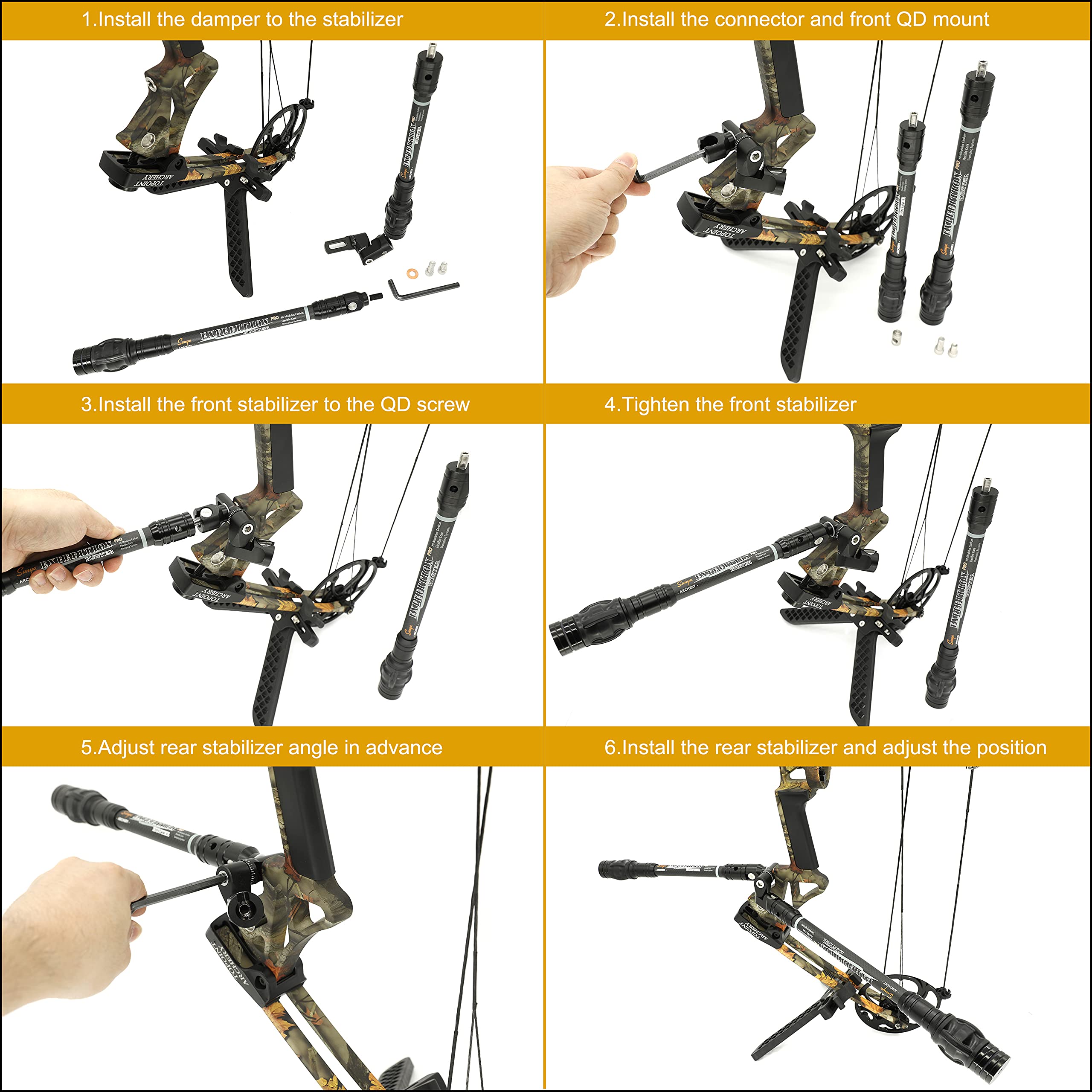Snapklik.com : SUNYA Archery 3in1 Compound Bow Stabilizer Kit