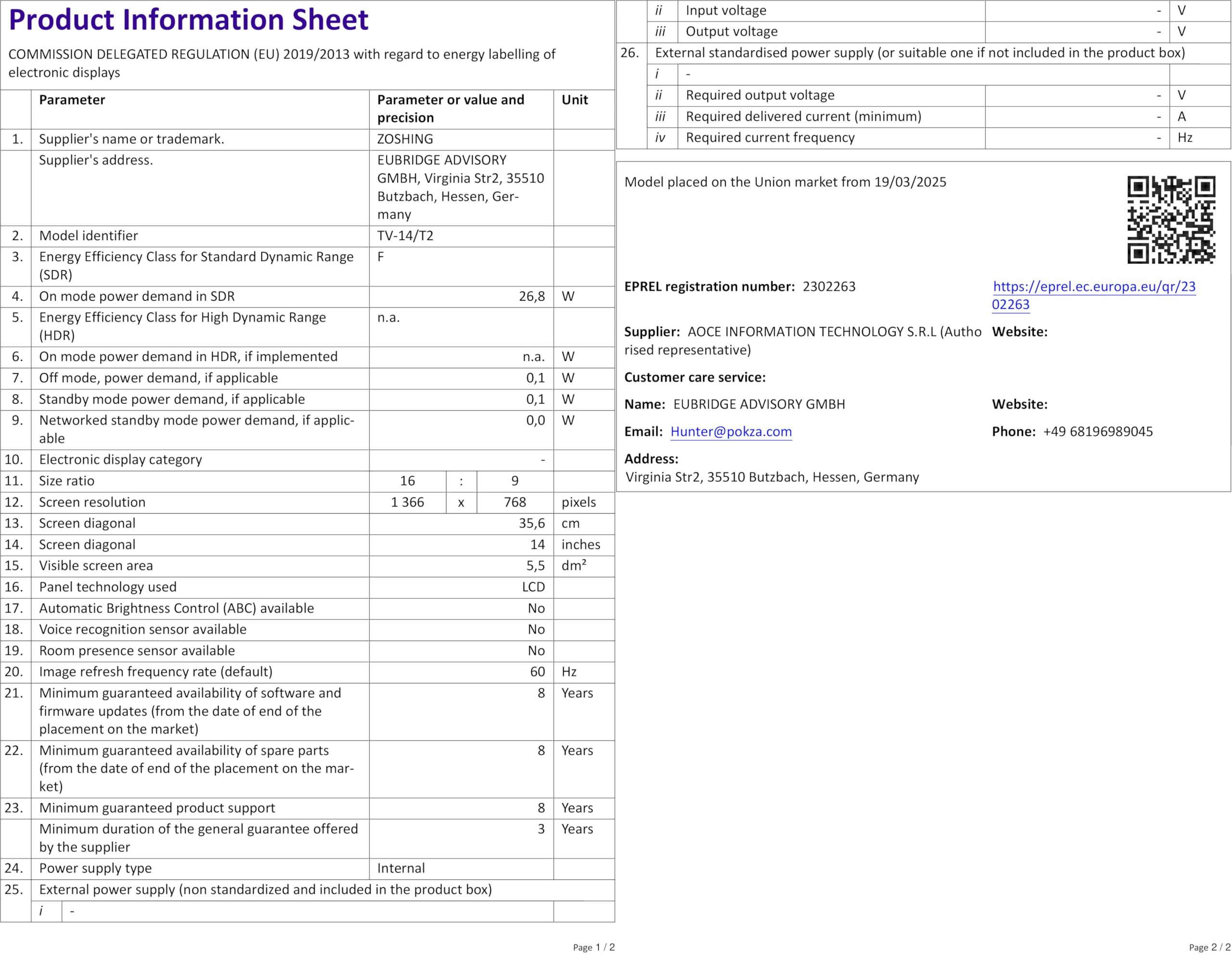ZOSHING 17" 1080P Screen TV,Small TV with freeview Reception and aerial ...