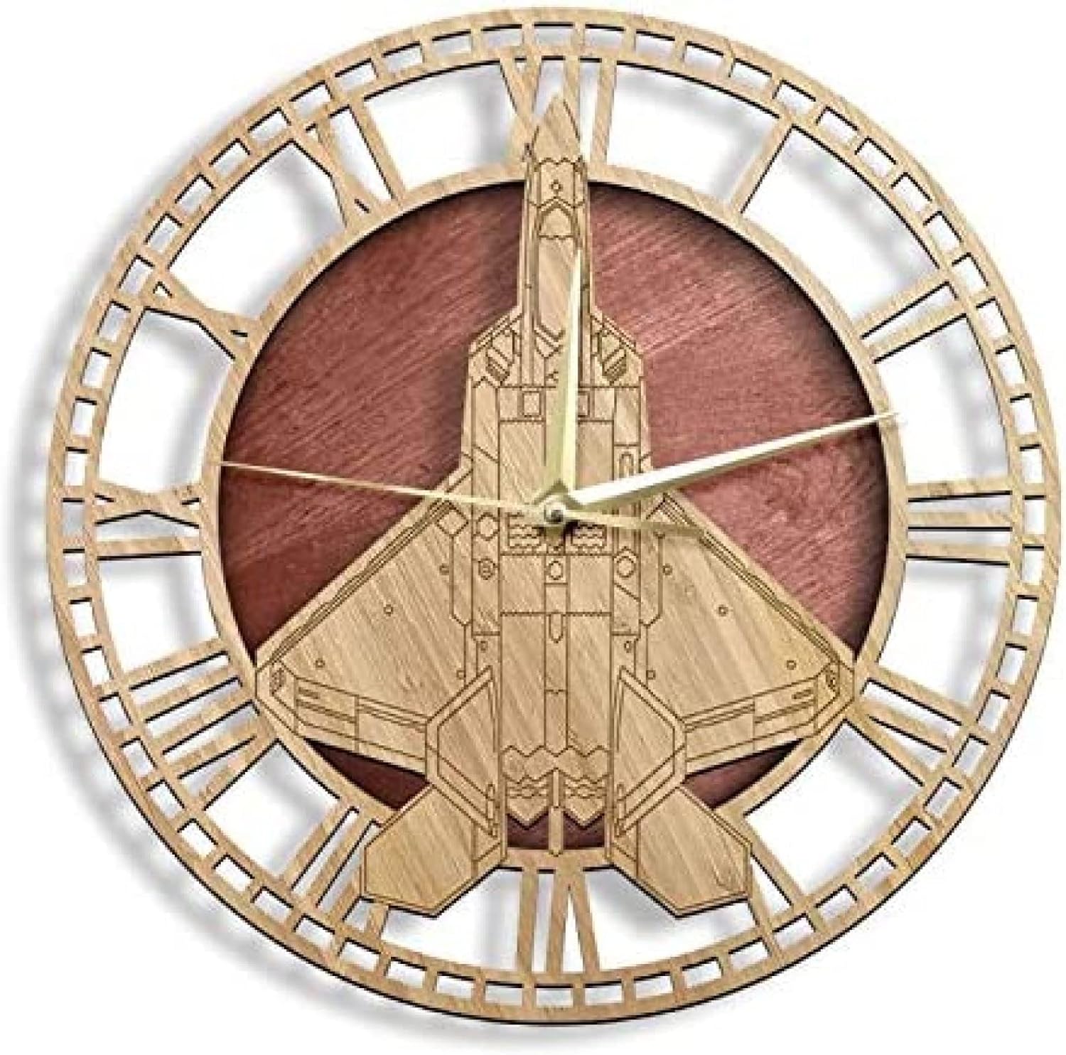 Amazon.com: Wall Clock F-22 Raptor Tactical Fighter Aircraft Wooden ...