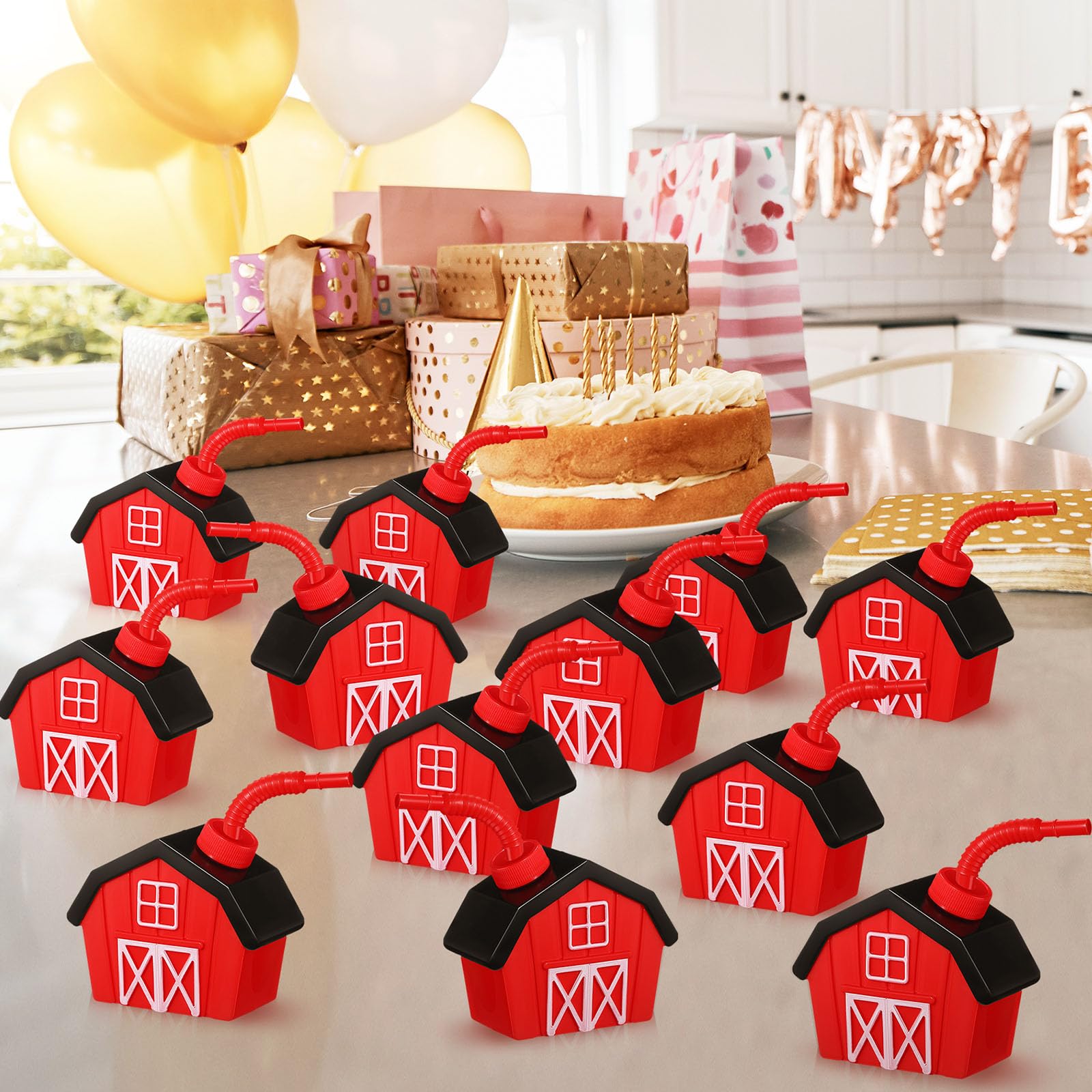 Tanlade 24 Pcs Farmhouse Cups with Lids and Straws, 10 oz Toy Farmhouse ...