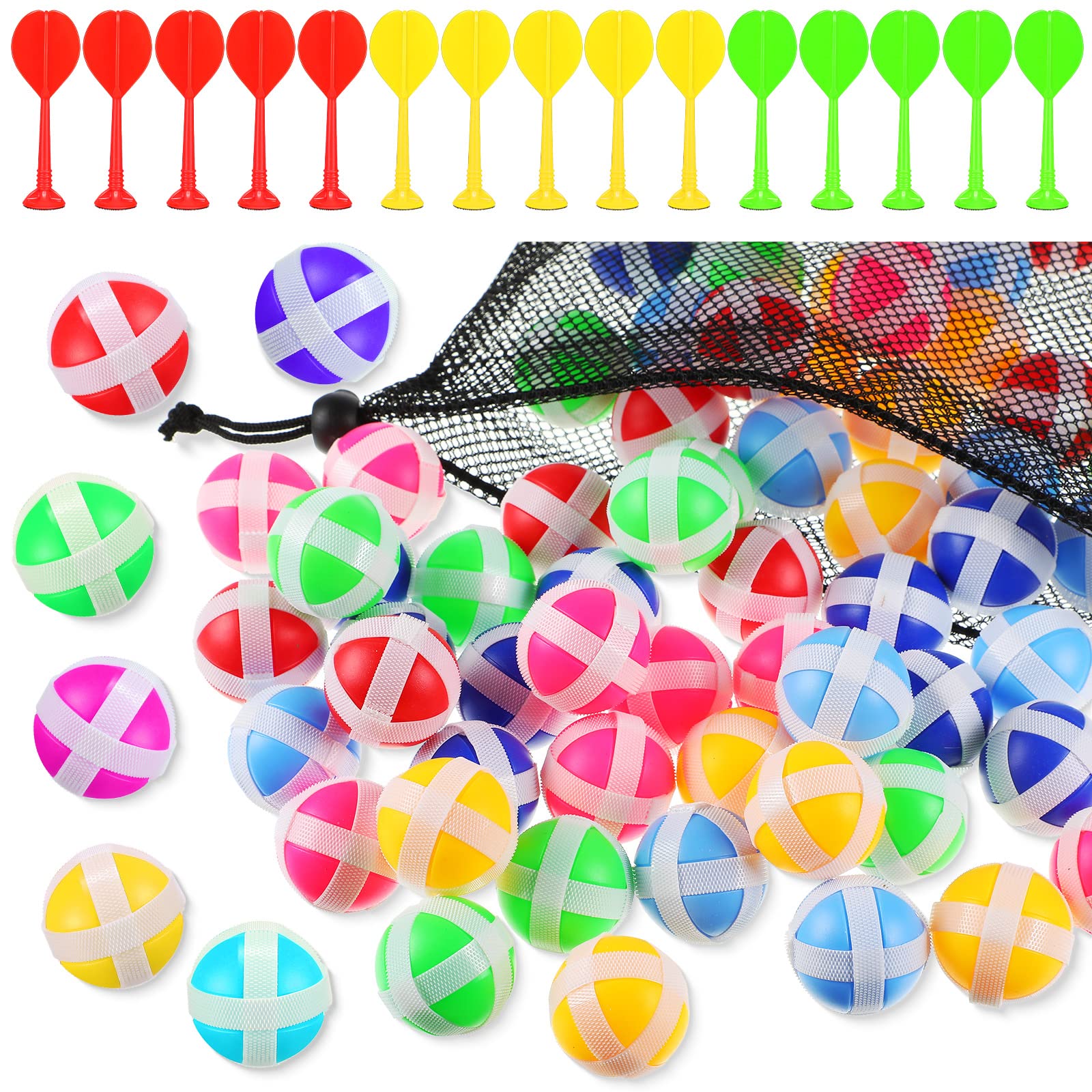 Honoson 120 Pcs Sticky Balls and Plastic Darts Set for Fabric Dart ...