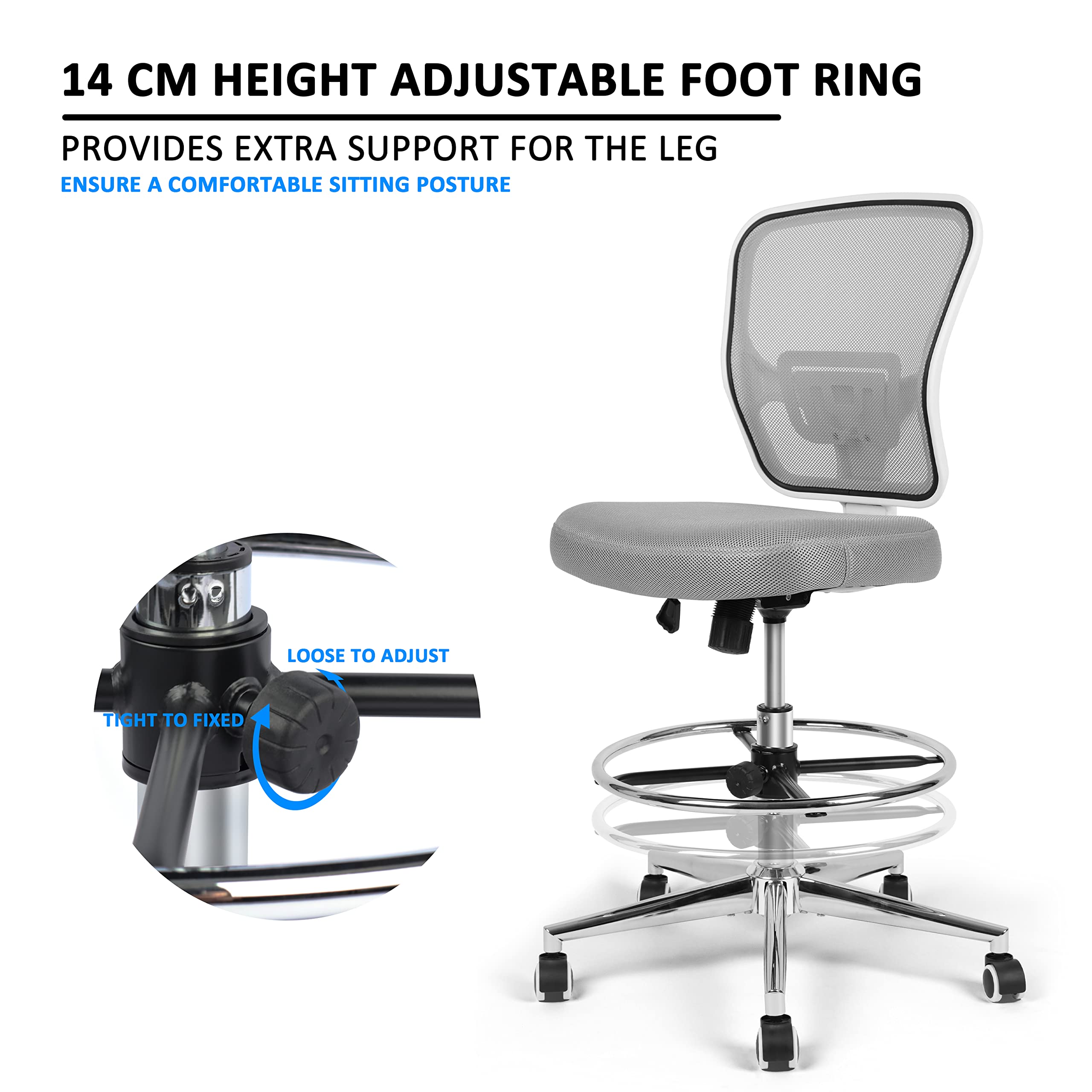 Snapklik.com : Drafting Chair, Tall Office Chair For Standing Desk ...