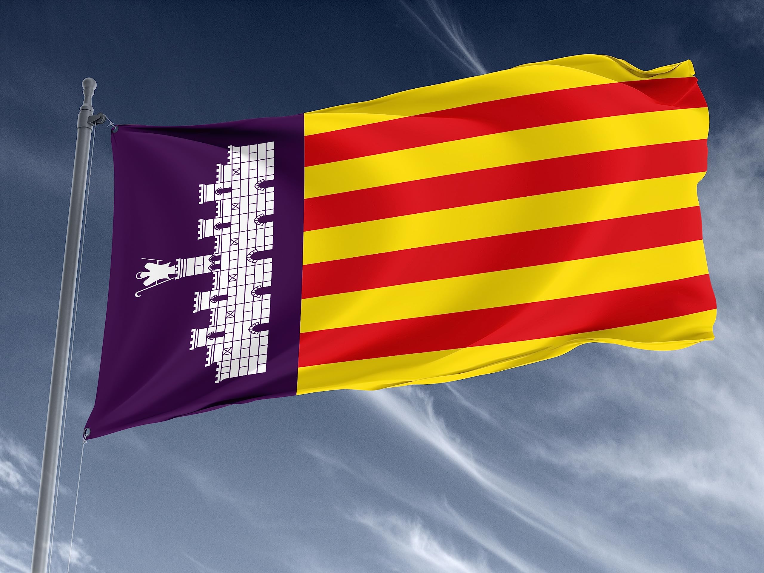Mallorca Spain Flag 677 Balearic Islands Flag Stock Photos, High Res
