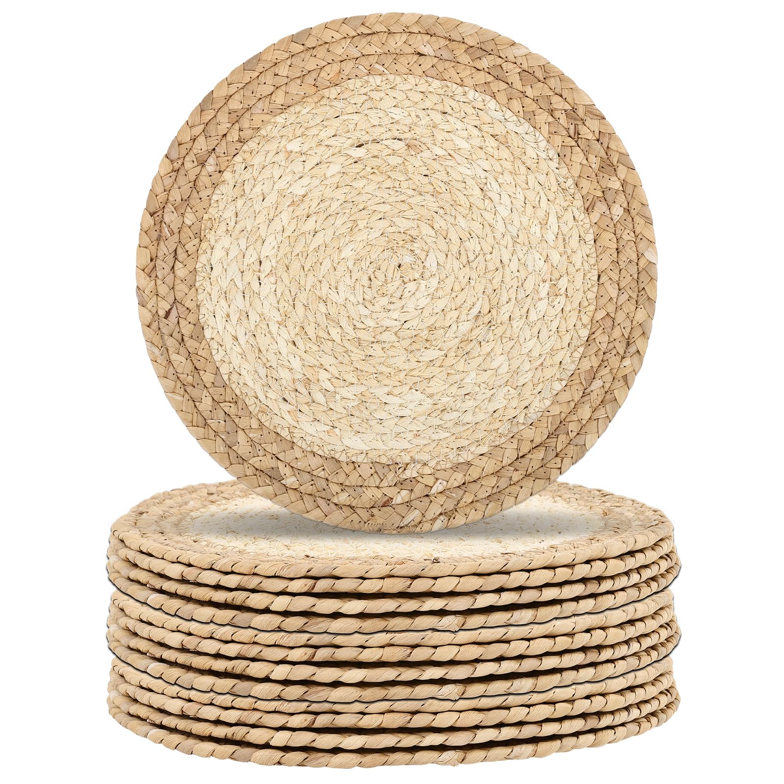 Snapklik.com : 12 Inch Round Woven Placemats Set Of 12 Natural Corn ...