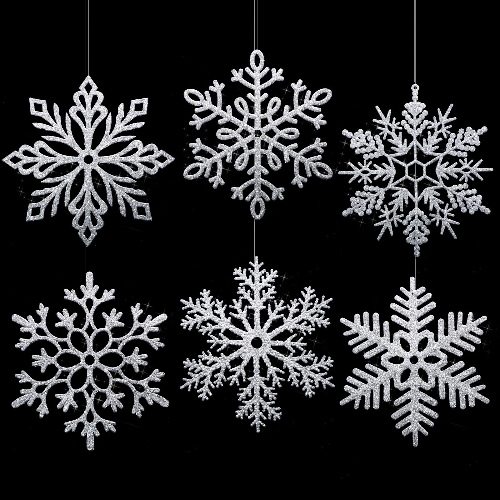 Amazon.com: Sratte 16 Inch Large Snowflake Ornaments Giant Glitter ...