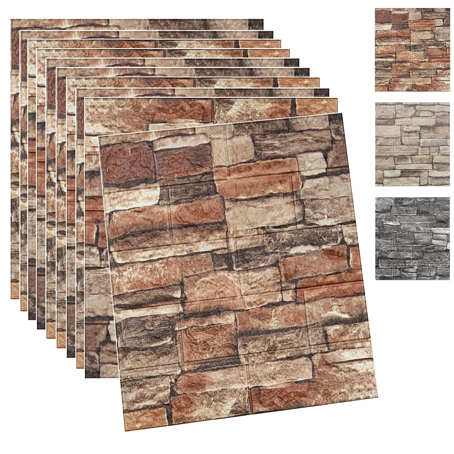 Snapklik.com : 10PSC 3D Wall Panels Peel And Stick Faux Brick Wall ...