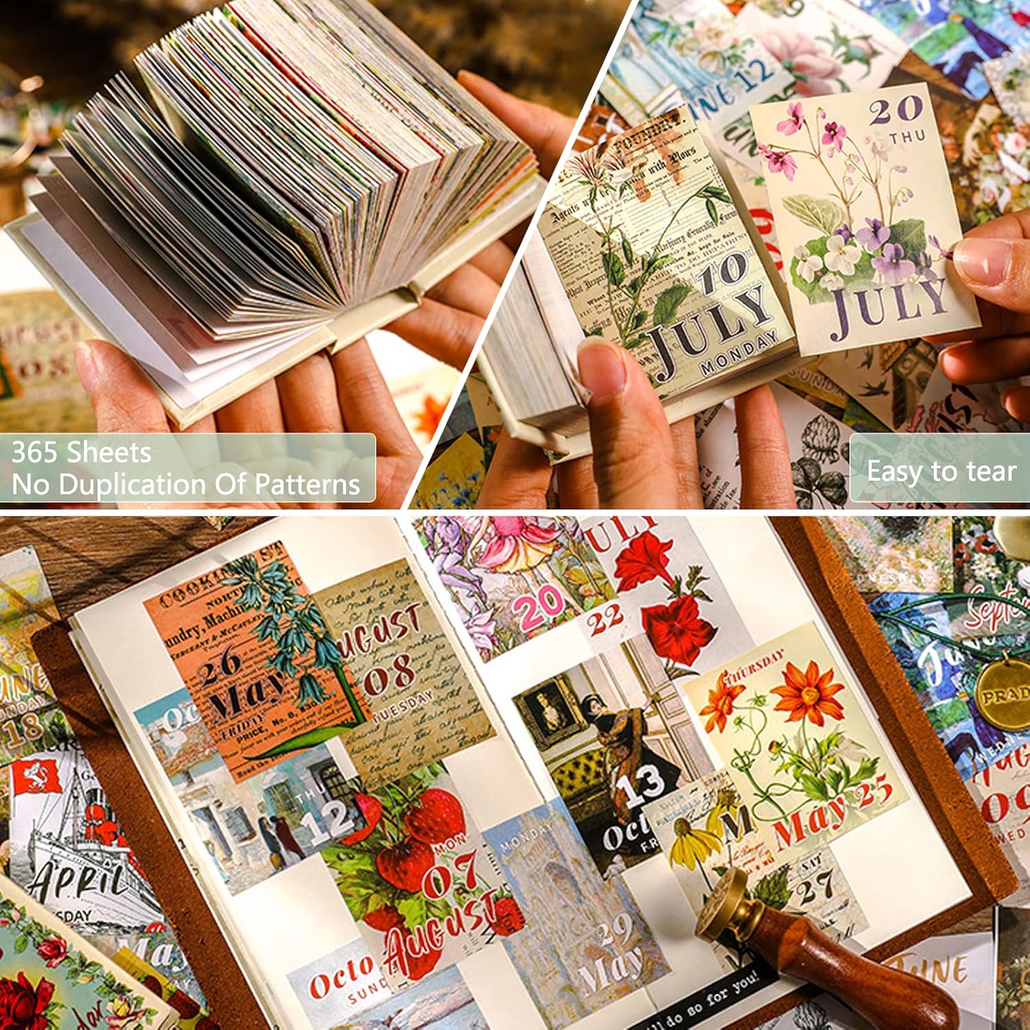 2023 Mini Tear Off Calendar, 365 Days DIY Scrapbooking Cards Journal ...