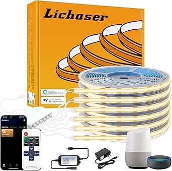 Amazon.com: Lichaser 6 Rolls 3.28ft WiFi Flexible COB LED Lights for Wood Slat Wall Panels in ...