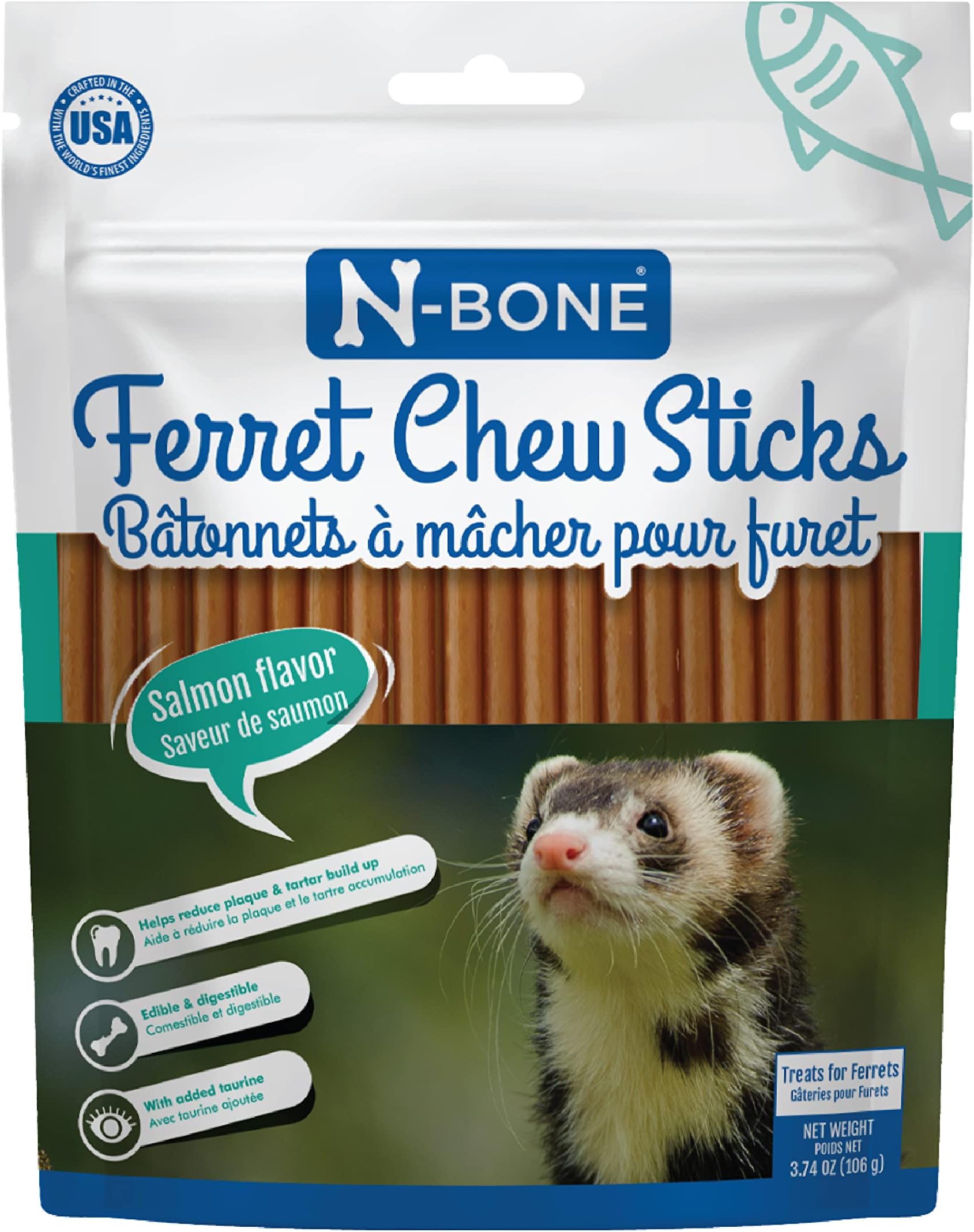 Amazon.com : N-Bone Ferret Chew Sticks Salmon Flavor, 3.74-oz Bag : Pet ...