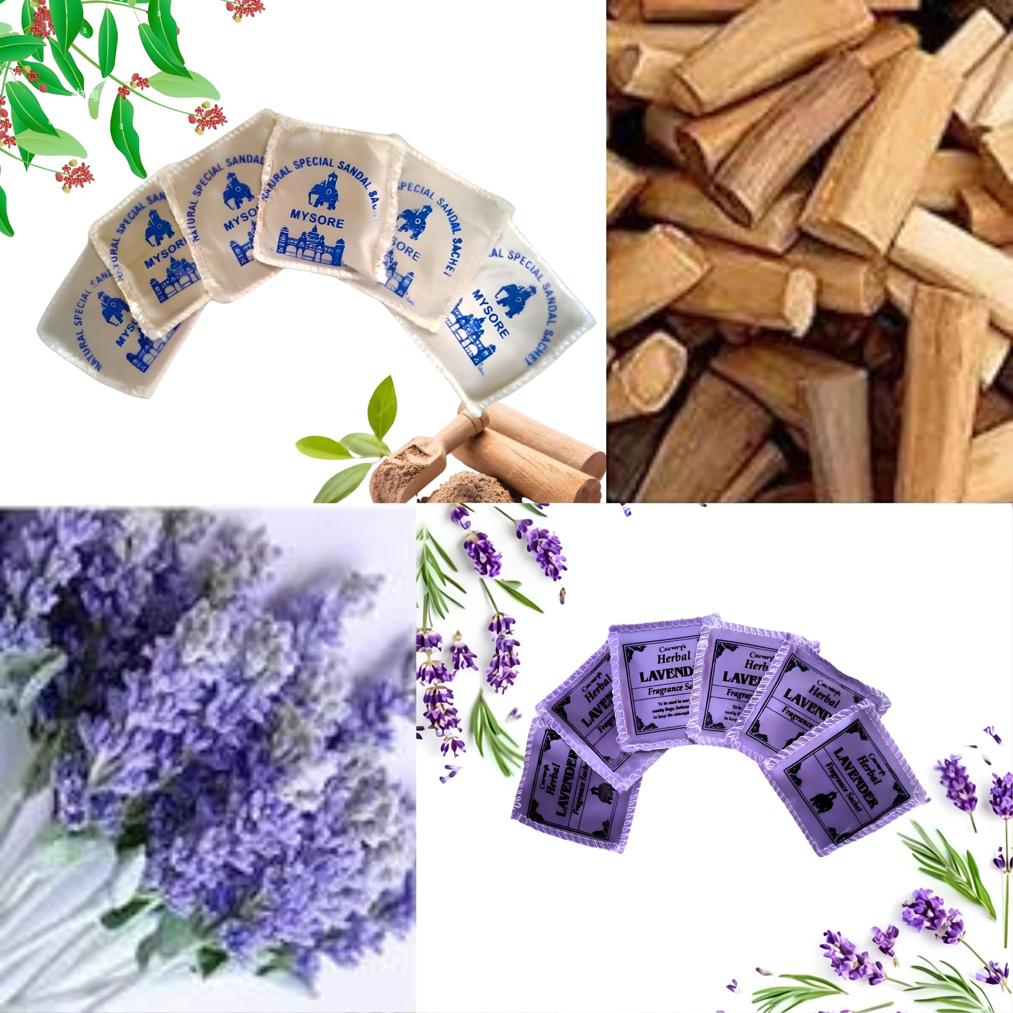 Mysore Sandalwood and Lavender Fragrance Sachet - 12 nos | Sachets for ...