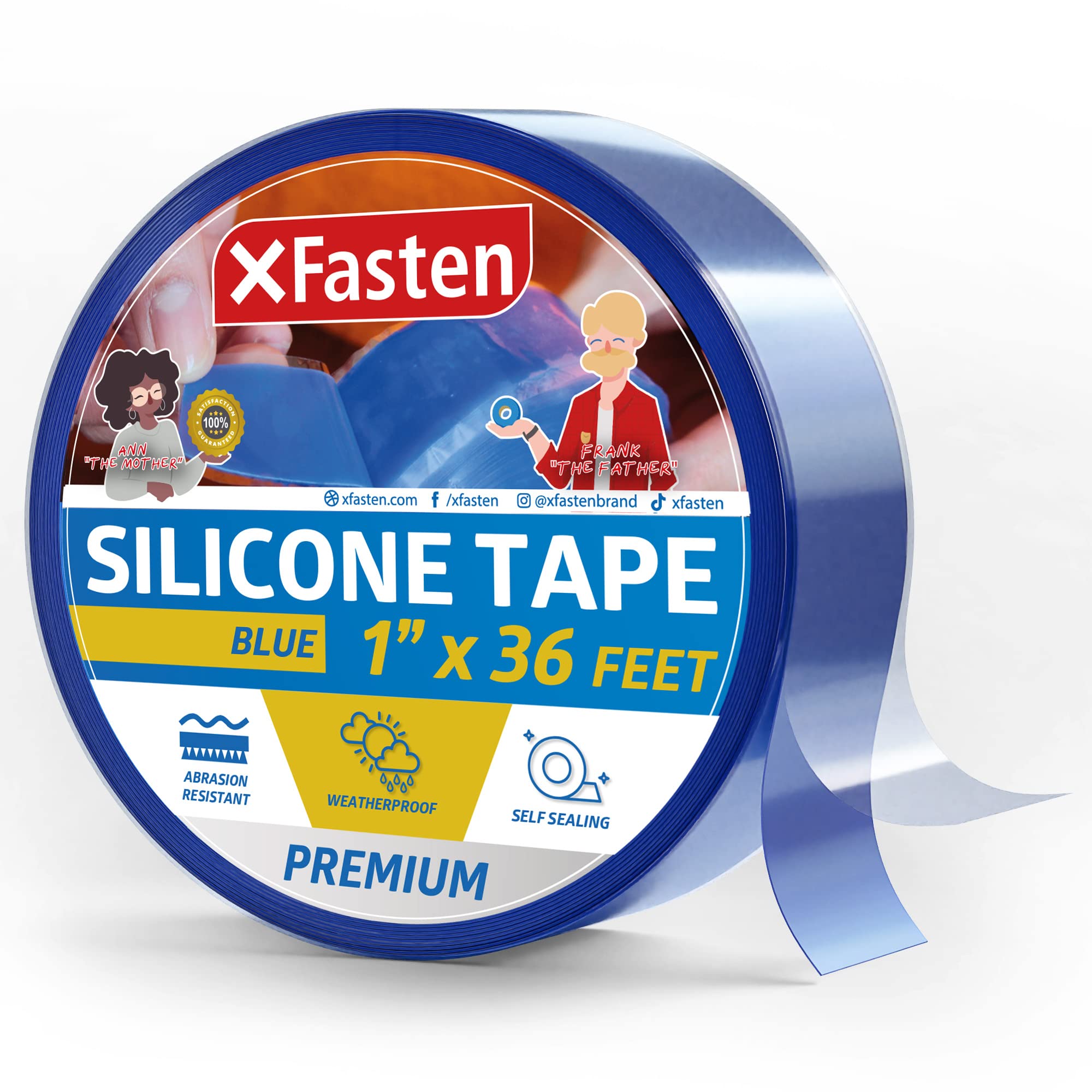 XFasten Self Fusing Silicone Tape Blue 1" X 36-Foot, Silicone Tape for ...
