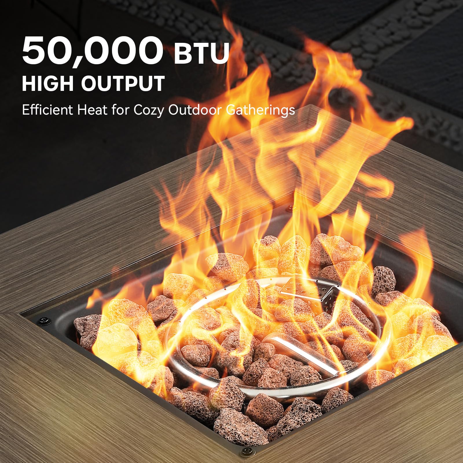 Snapklik.com : Brown Resin Wicker Outdoor Fire Table - 30in Square Gas ...