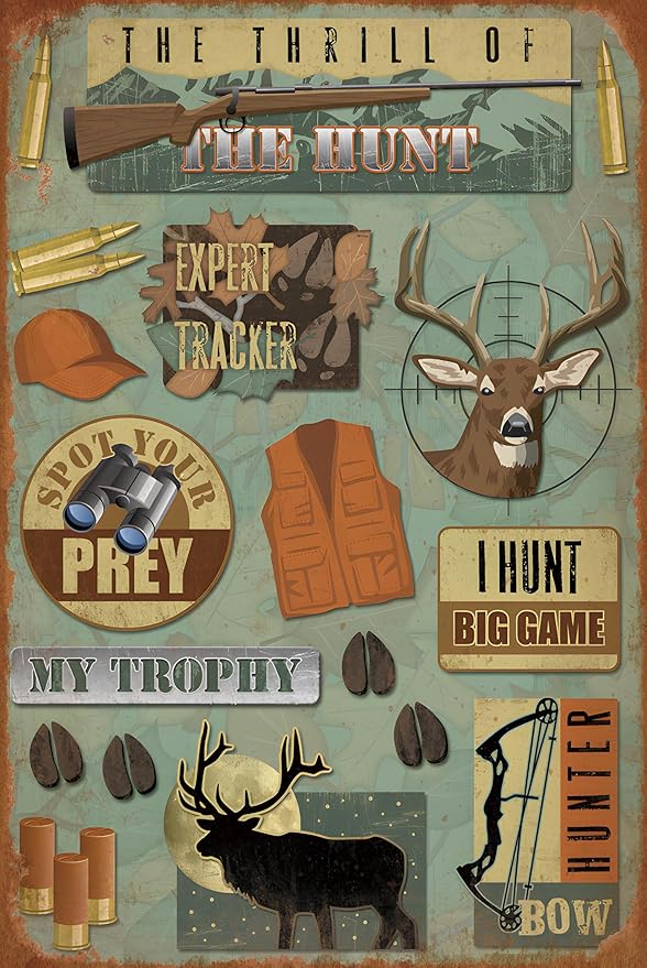 Amazon.com: Letnspk Vintage Hunting Decor Sign - The Thrill Of The Hunt ...