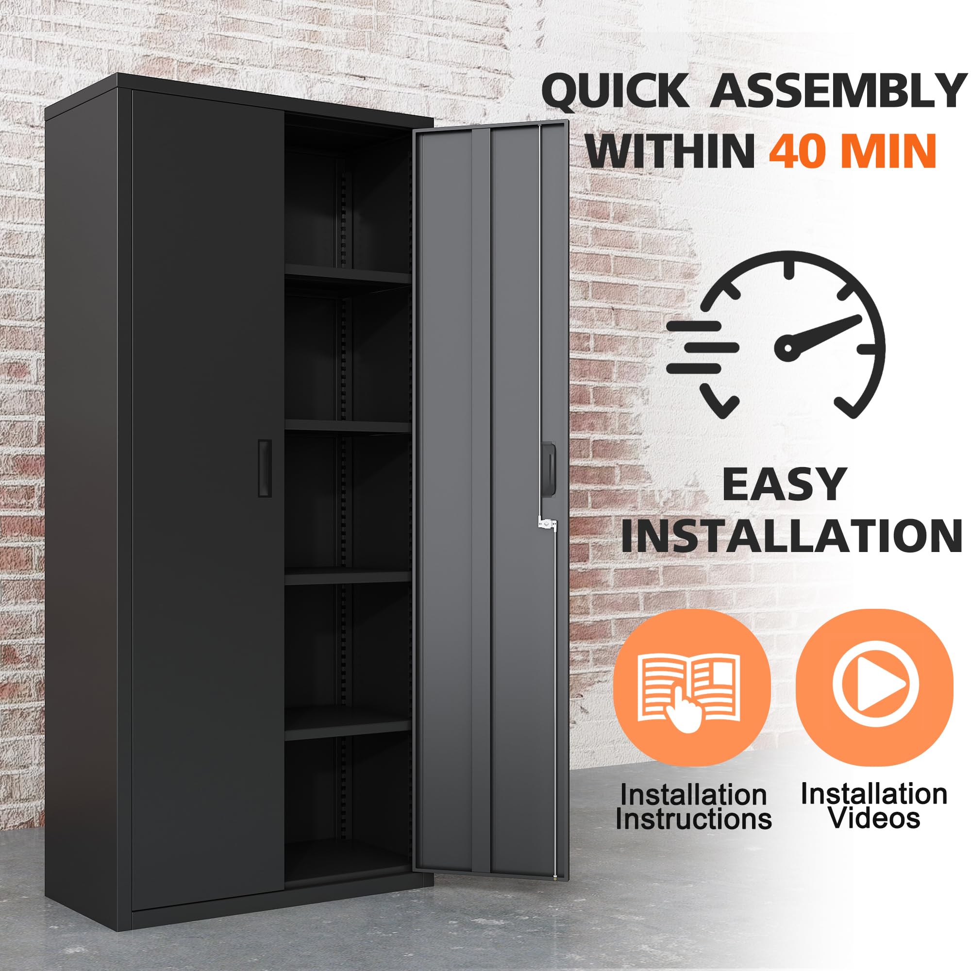 Snapklik.com : KILISTEELS Metal Garage Storage Cabinet,71" Office ...
