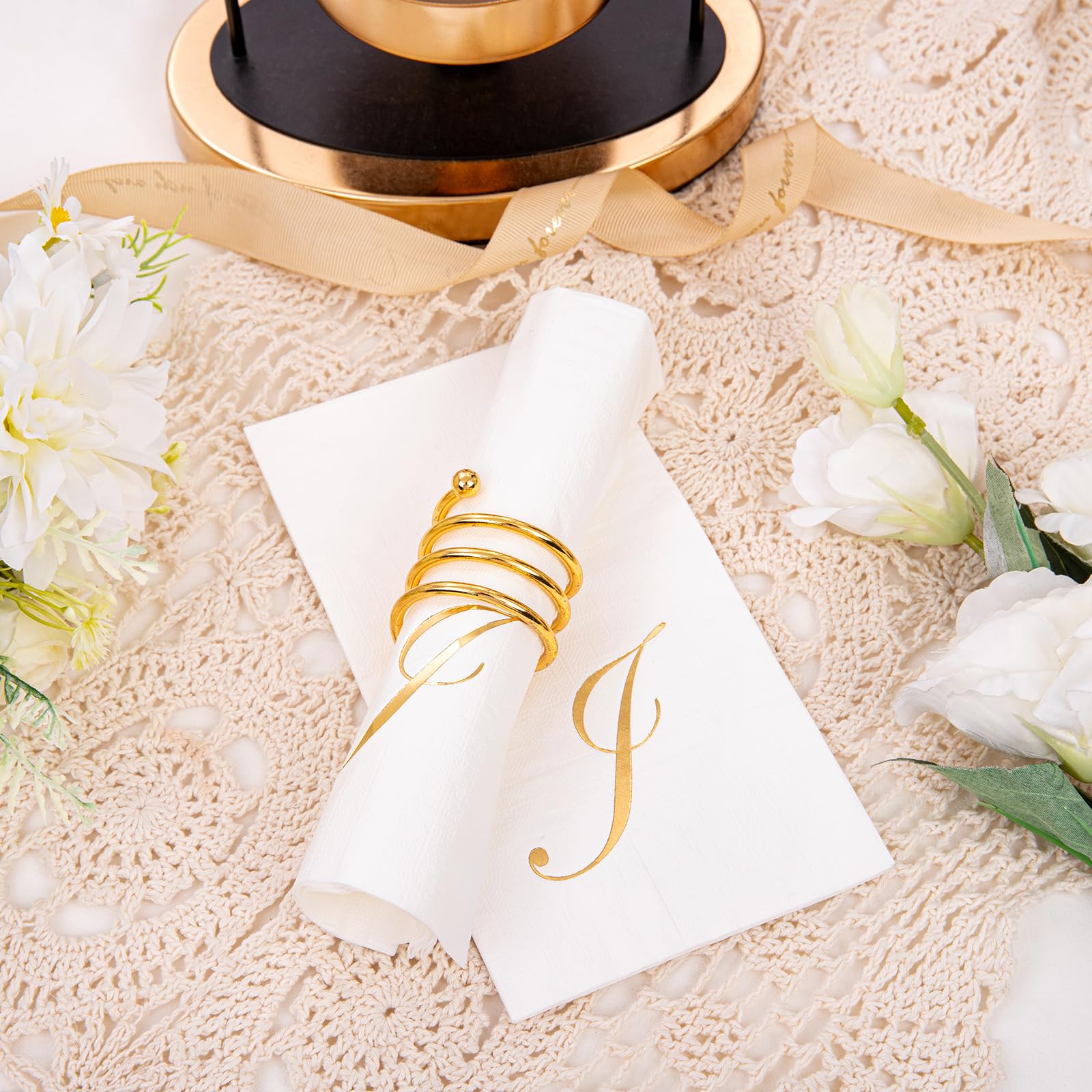 Snapklik.com : BUCLA 100PCS Gold Monogram Paper Napkins Letter J ...