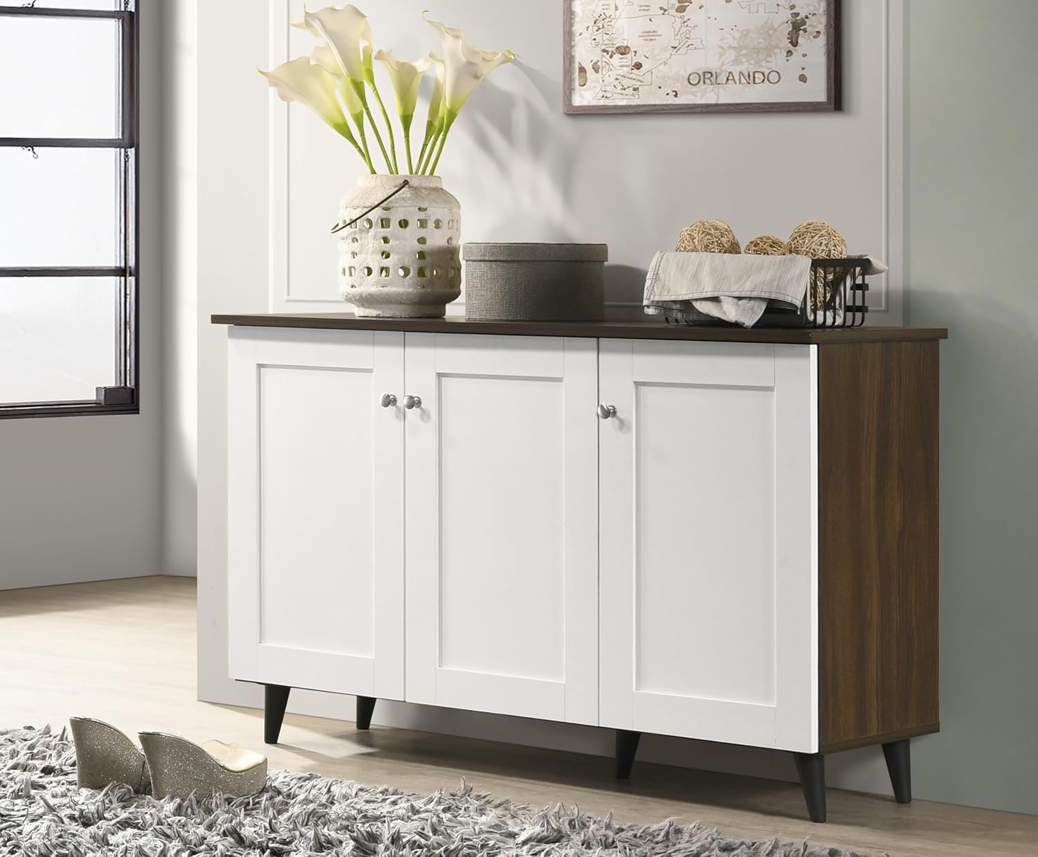 DeckUp Plank Lexis 3-Door Engineered Wood Shoe Rack (Walnut And White ...