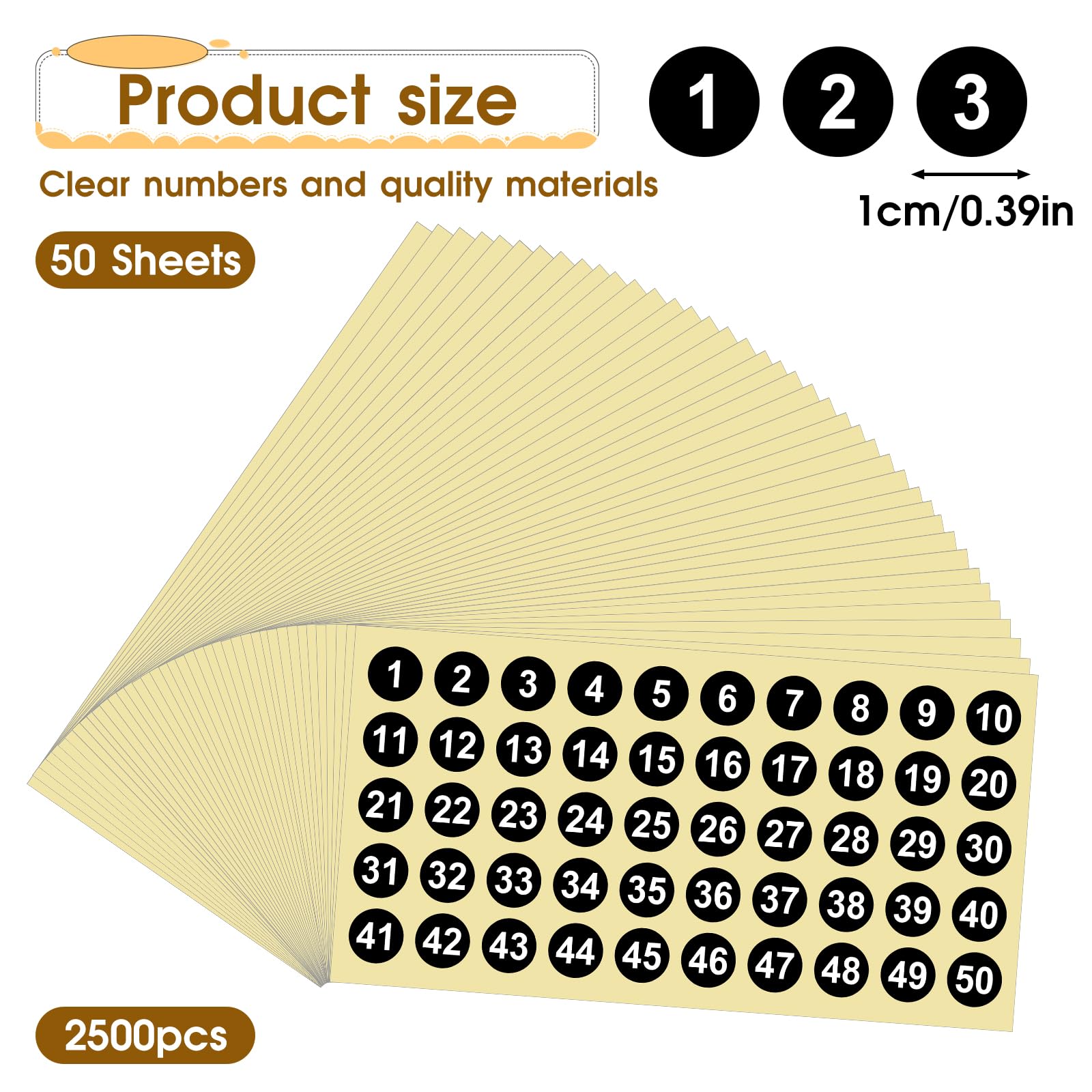 Snapklik.com : 50 Sheets Consecutive Number Stickers, Black Vinyl ...