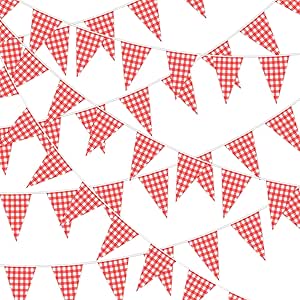 Amazon.com: MARFOREVER 52.5 Ft Red and White Checkered Flag Banner, 38 ...