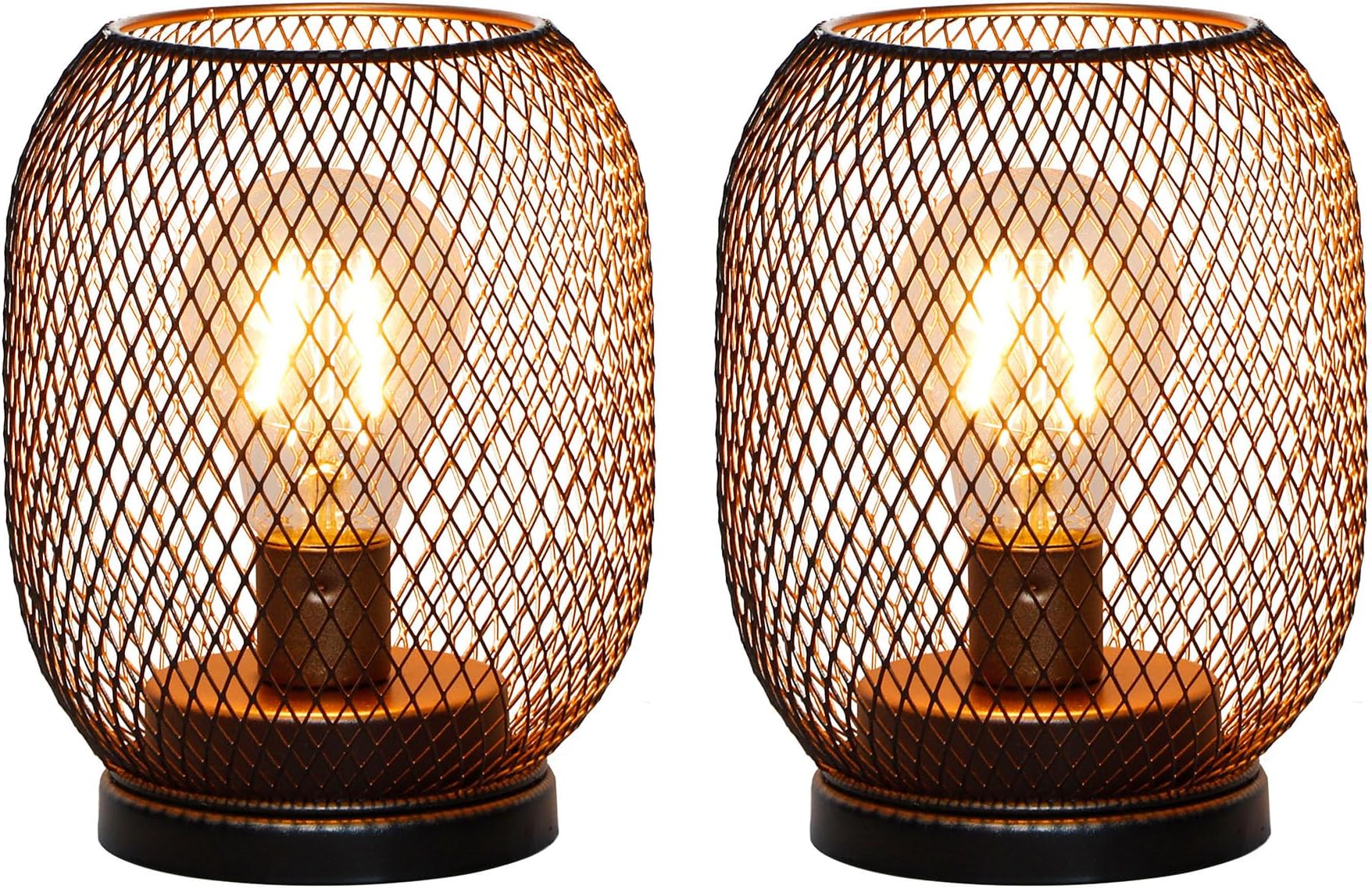 Amazon.com: 2 Pack Battery Operated Lamp LED Table Lanterns, Metal Cage ...