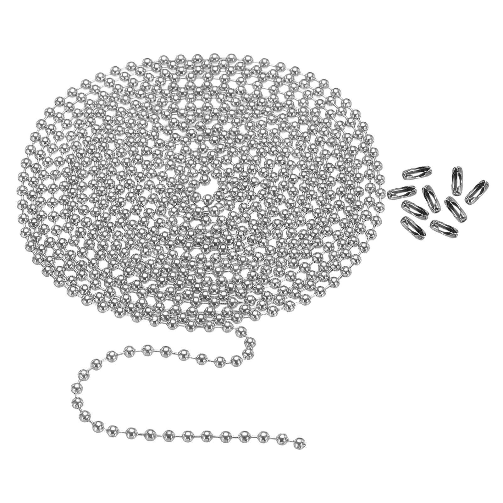 PATIKIL 120 Inch 304 Stainless Steel Ball Chain, 2.4mm Ball Chain Bead ...