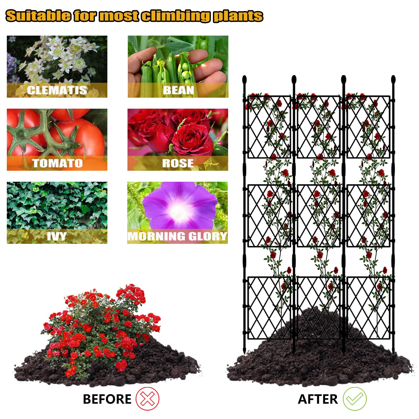 Snapklik.com : 4 Panels Garden Trellis For Climbing Plants Decorative ...