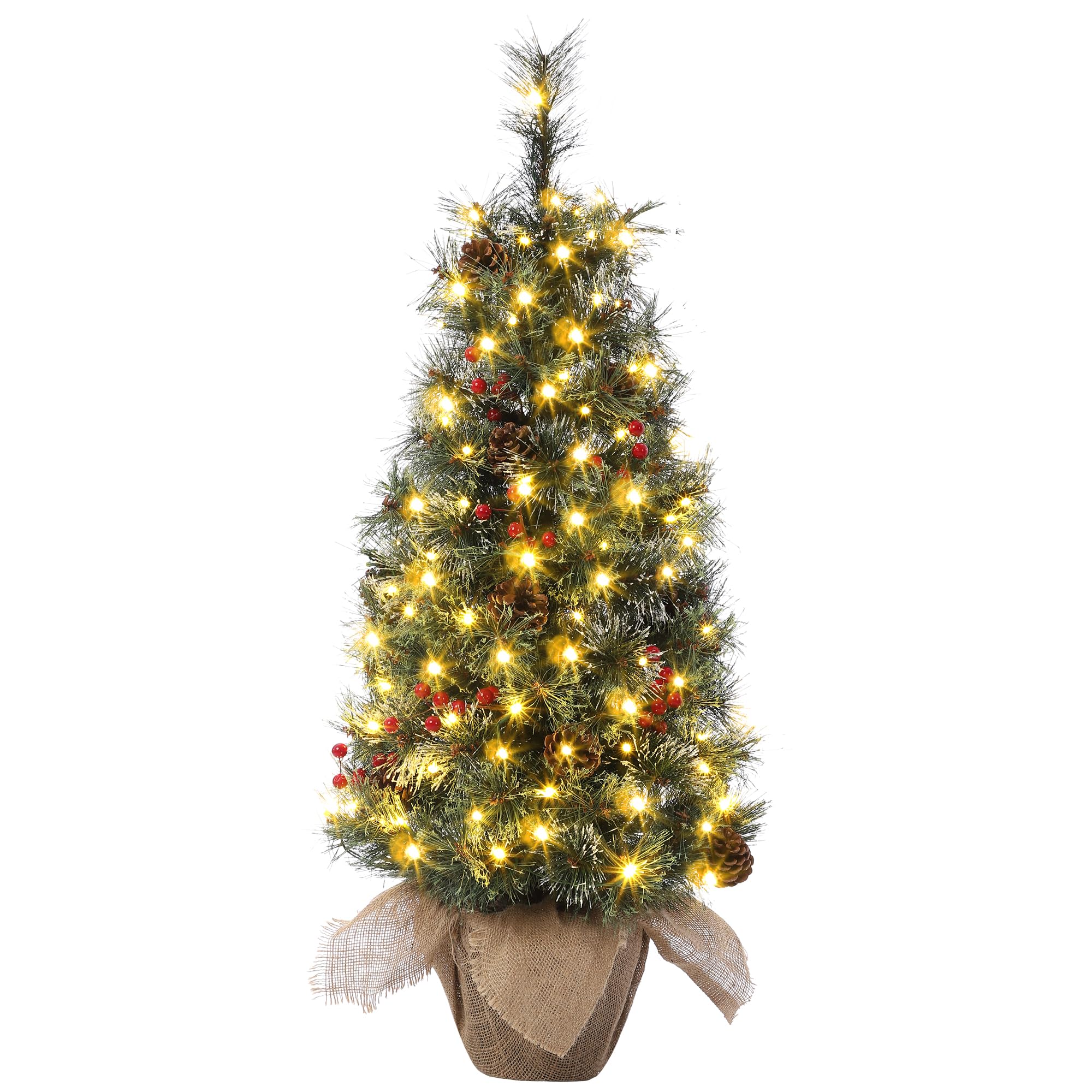 Amazon.com: 3FT Pre-lit Mini Christmas Tree, Artificial Christmas Tree ...