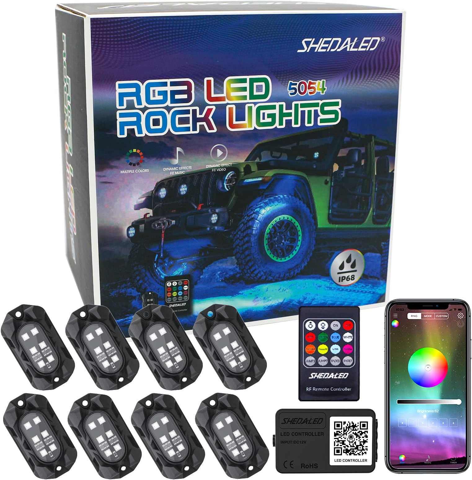 Amazon.com: SUNPIE 16 Pods Full Angle RGBW Rock Lights High Power ...