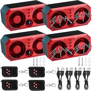 Amazon.com: Qualirey 4 Pcs Solar Outdoor Motion Sensor Alarm Motion Sensor Animal Deterrent Dog ...