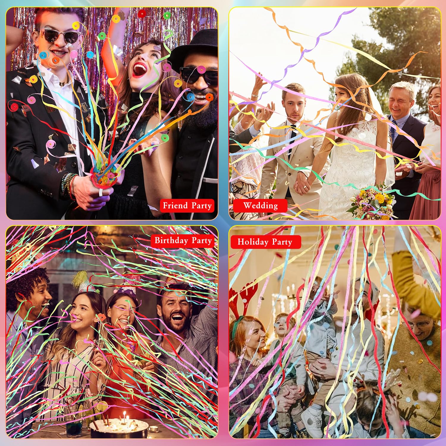 Snapklik.com : 50 Pcs Hand Throw Streamer Poppers Colorful No Mess ...