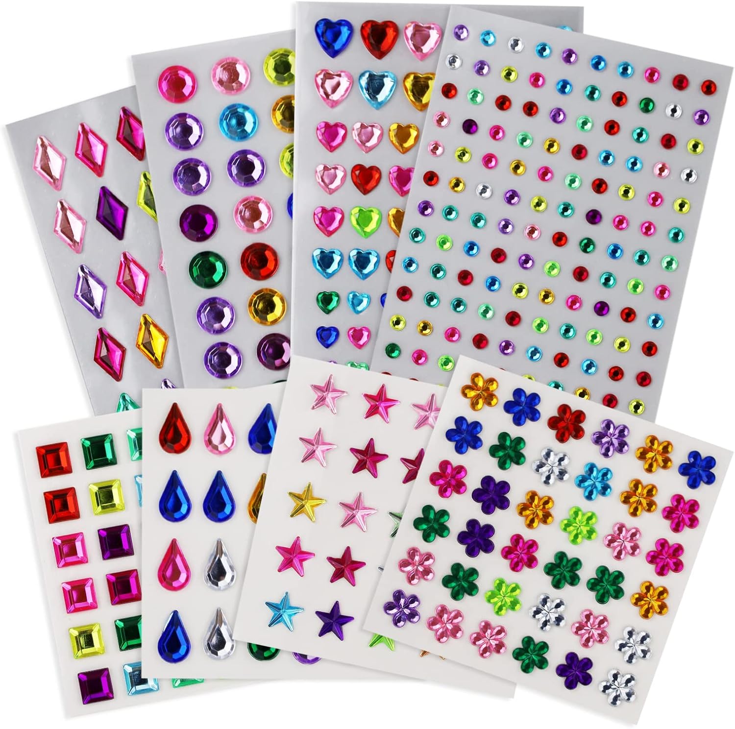 Gem Stickers 8 Self Adhesive Jewel for Crafts Sparkly Flatback ...