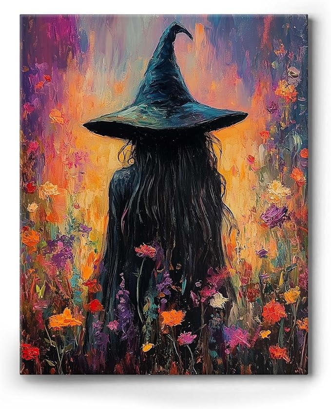 Amazon.com: ART Halloween Wall Vintage Witch in The Flower Witchy ...