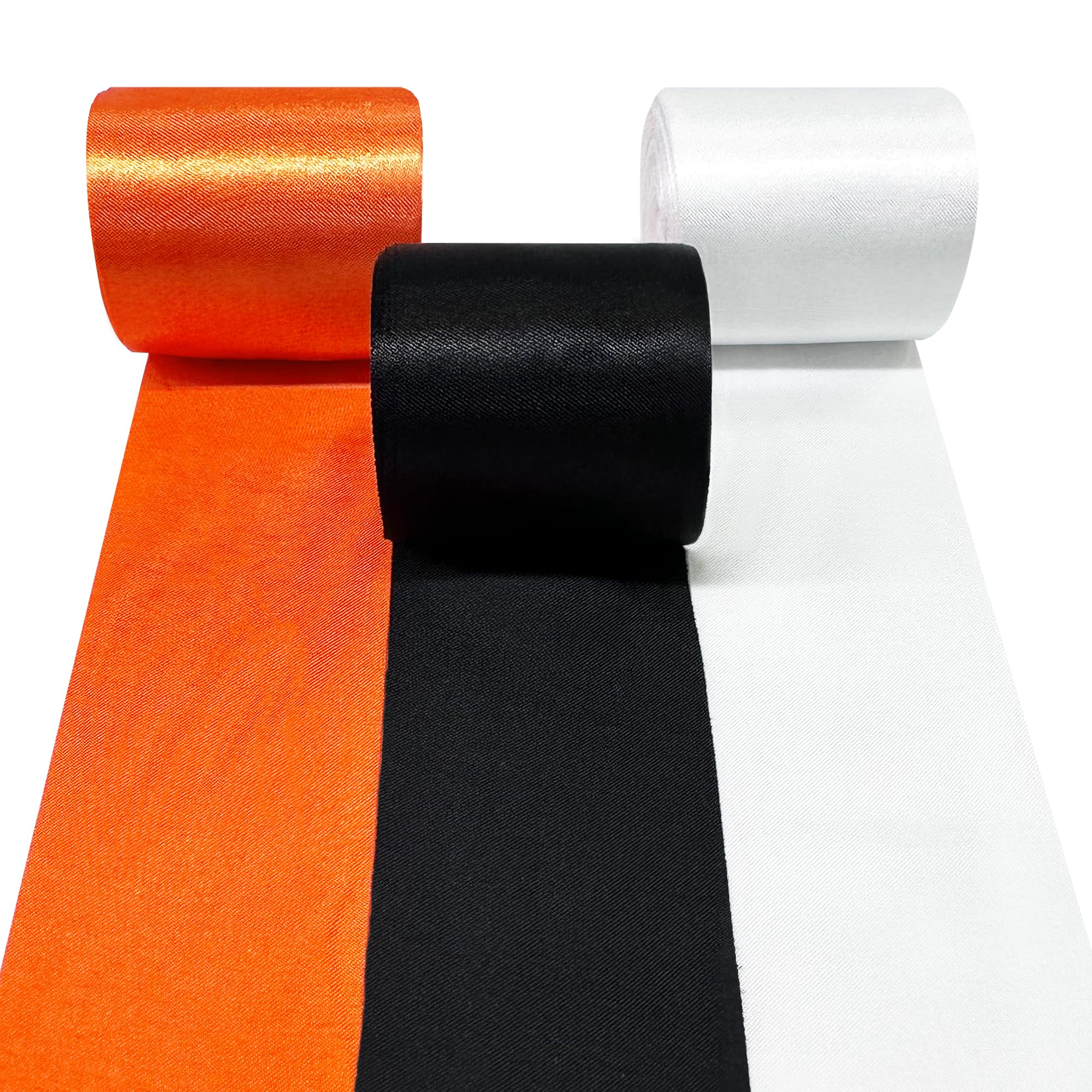 Snapklik.com : Orange Black White Satin Ribbon 656Yd 1.97 Wide Ribbon ...