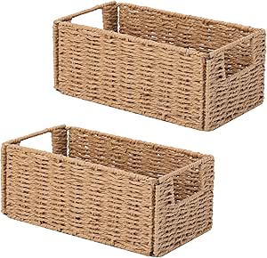 Amazon.com: Vagusicc Small Wicker Storage Baskets, Hand-Woven Paper ...