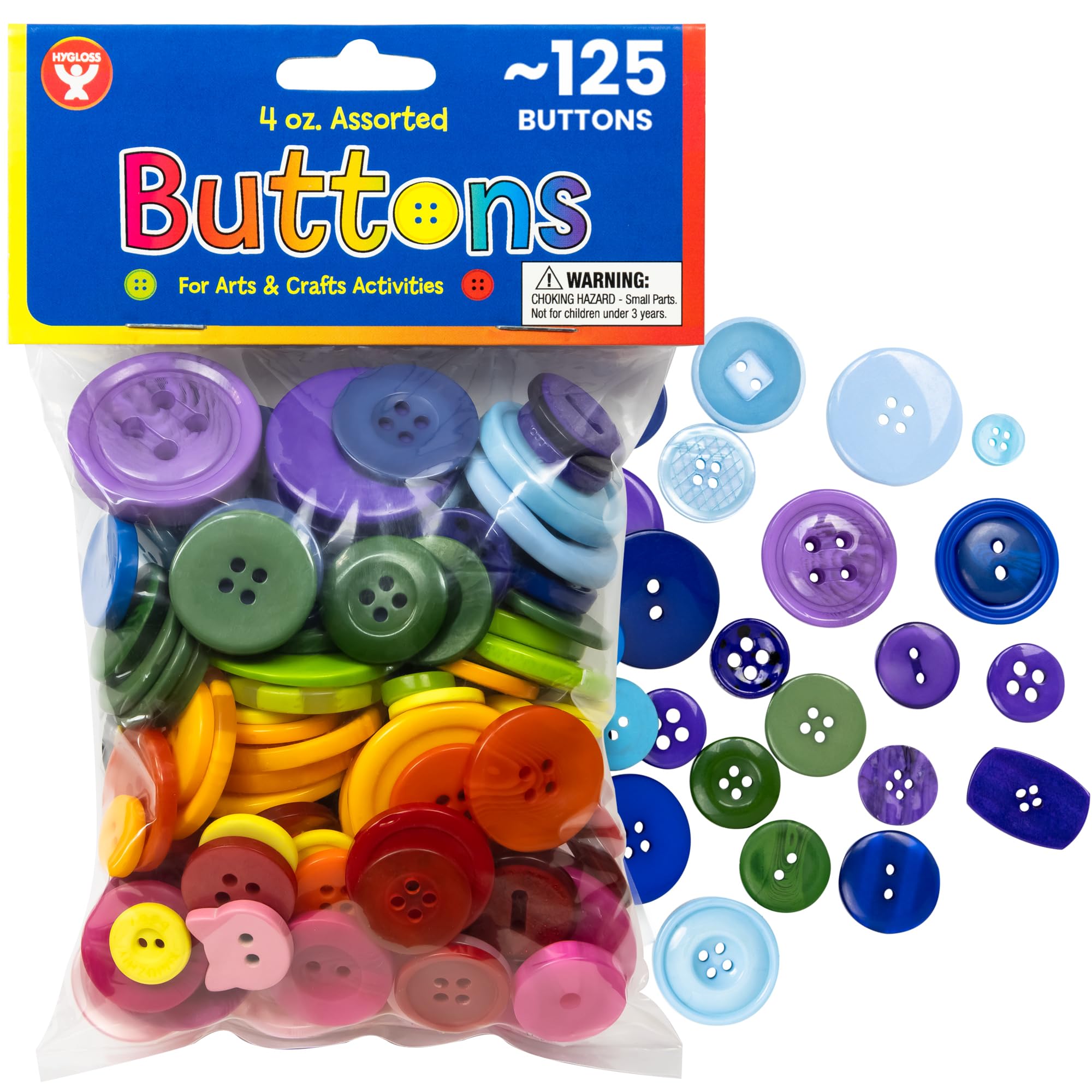 Amazon.com: 125 (Approx) Colored Assorted Buttons for Crafts - Bulk ...