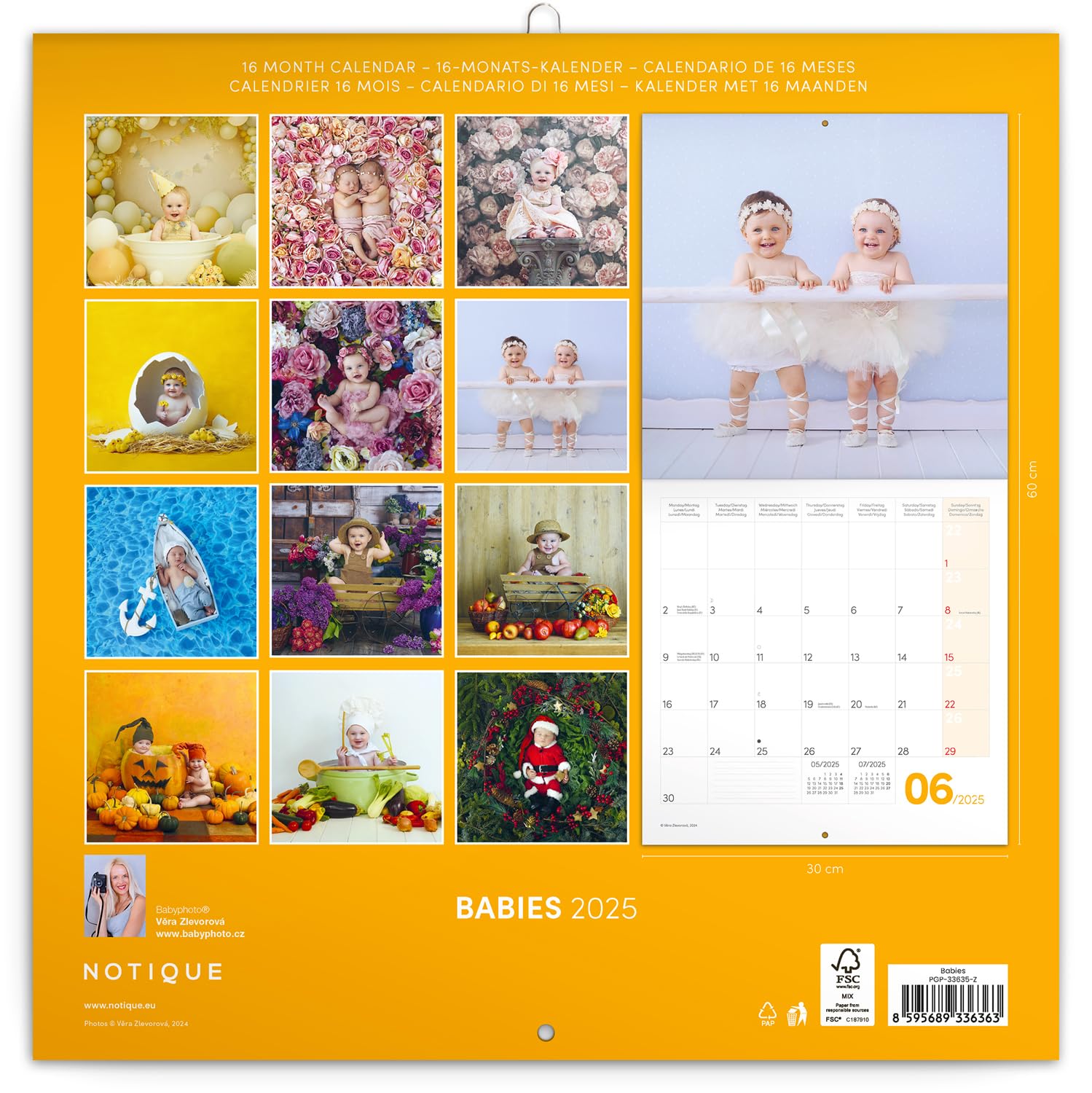 NOTIQUE Wall Calendar 2025 Babies Calendar, Brochure Calendar with ...