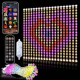 Animated Decorations Outdoor Indoor Smart Curtain String Lights Remote ...