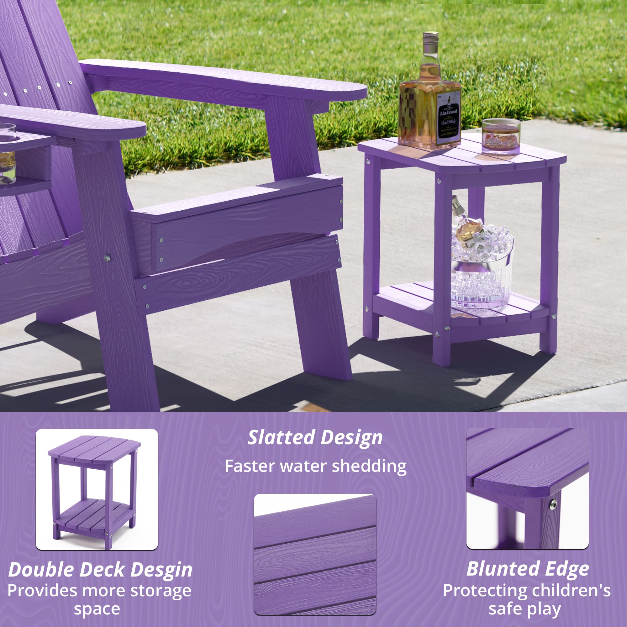 Snapklik.com : Adirondack Outdoor Side Table, Purple HDPS Outdoor Patio ...