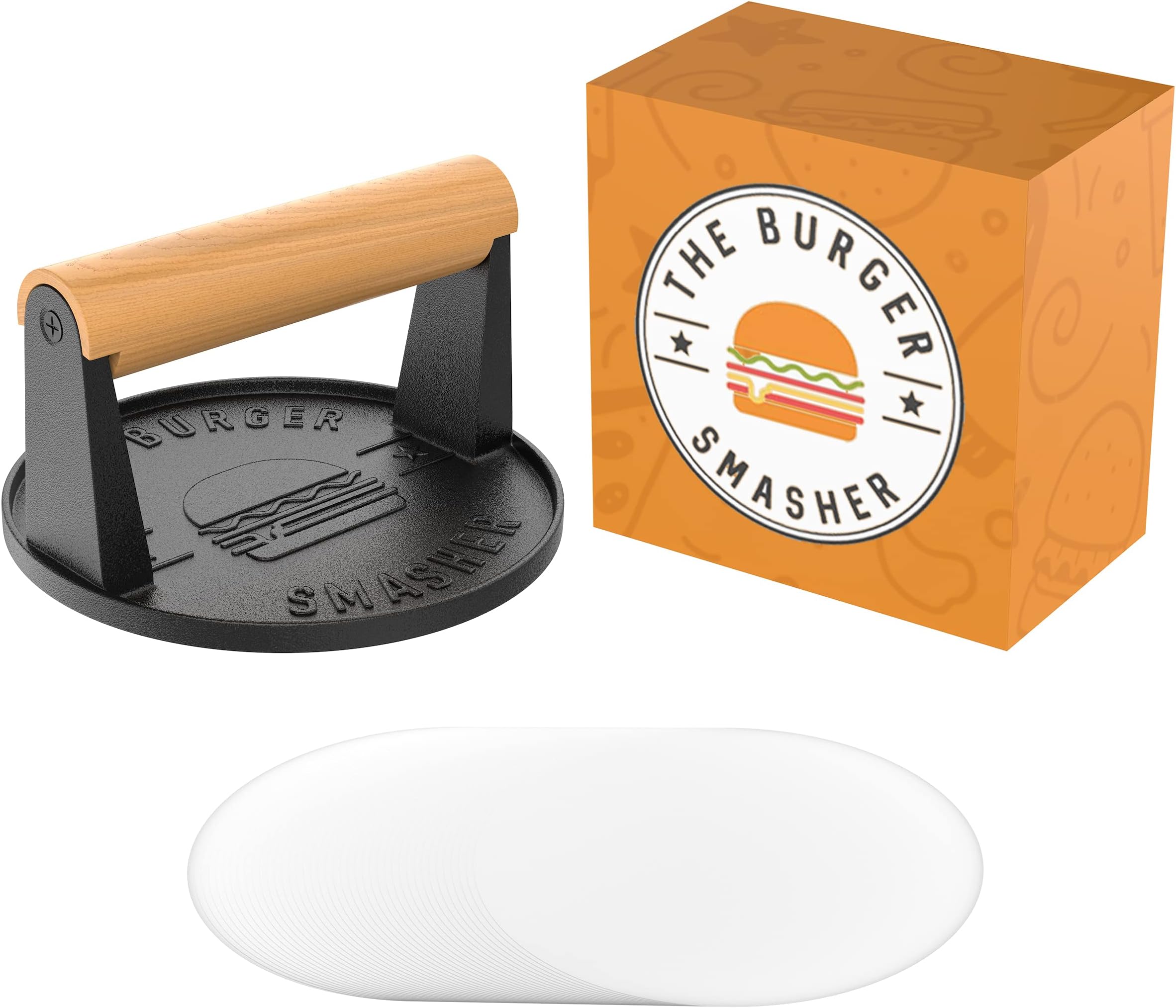 Vintage Gourmet Cast Iron Steak Burger Press (Round) : Amazon.co.uk ...