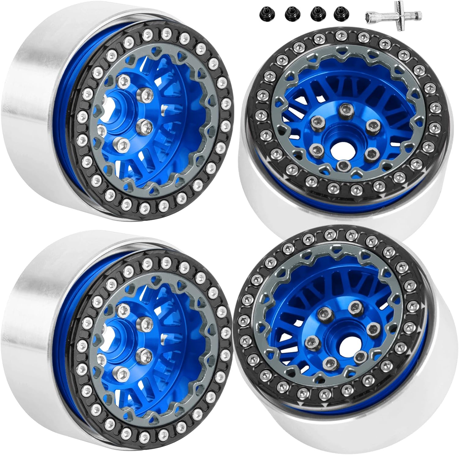 Amazon.com: RCarmubWow RC 1.9" Beadlock Wheels 1.9 Beadlock Rims for 1/ ...