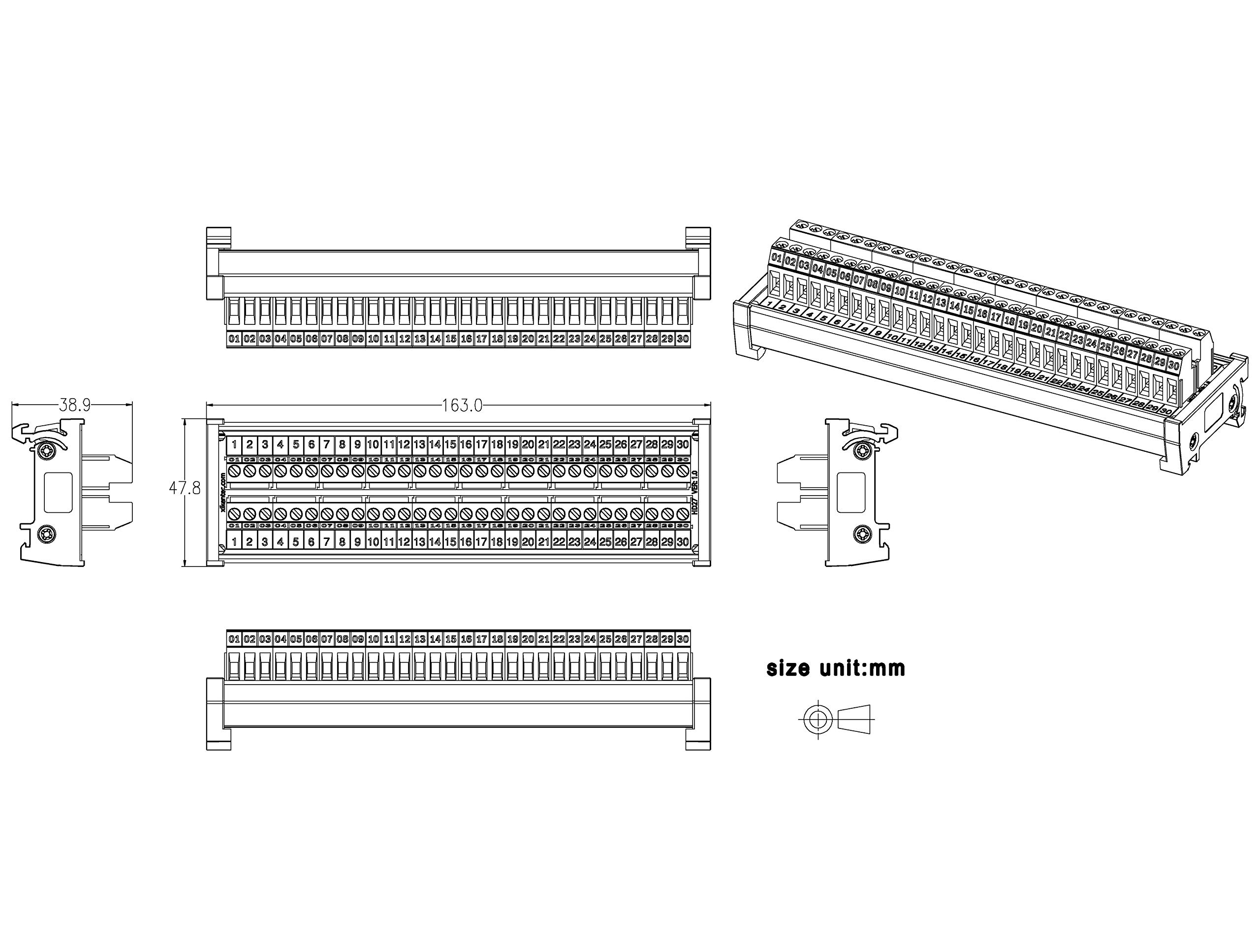 Snapklik.com : 30 Position 24Amp/400V Screw Terminal Block Distribution ...