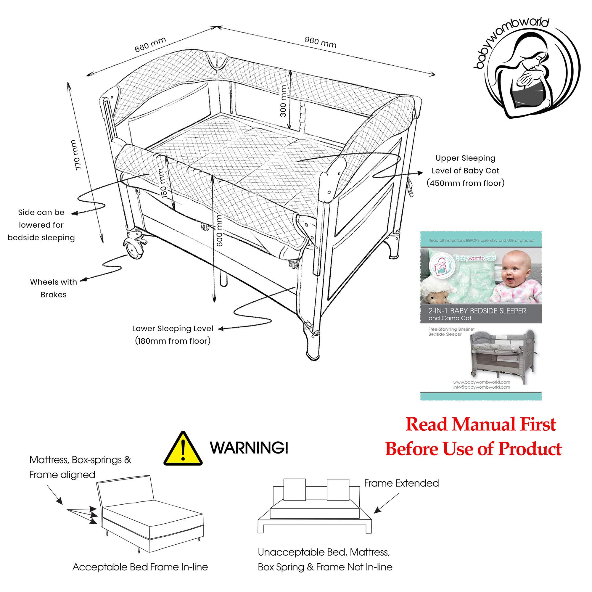 Buy BabyWombWorld Premium 2 in 1 Baby Bed Bedside Sleeper Portable buy-babywombworld-premium-2-in-1-baby-bed-bedside-sleeper-portable