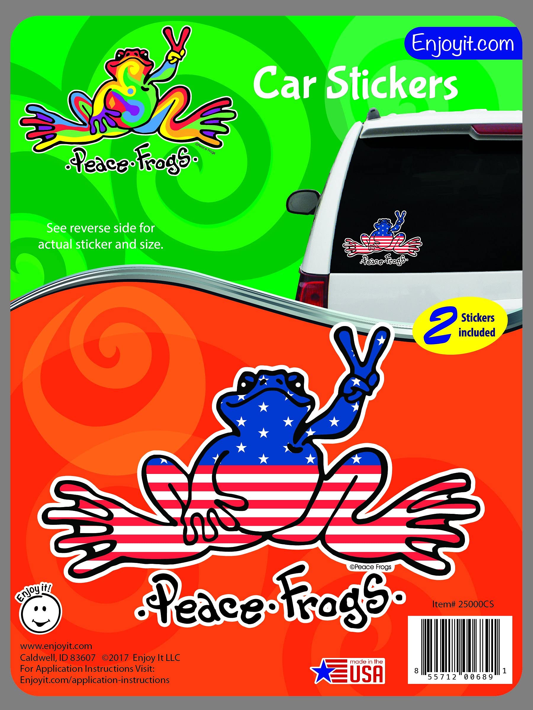 Amazon.com - Enjoy It Peace Frogs U.S.A. Peace Frogs Car Sticker ...