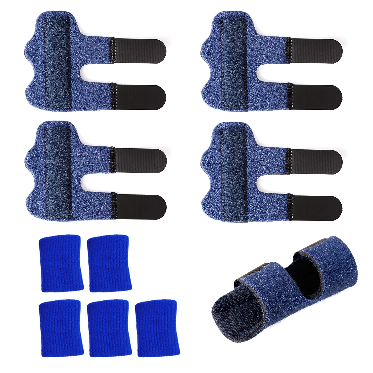 Finger Splint- Set of 5 Finger Splints With 5 Nylon Sleeves for Trigger ...