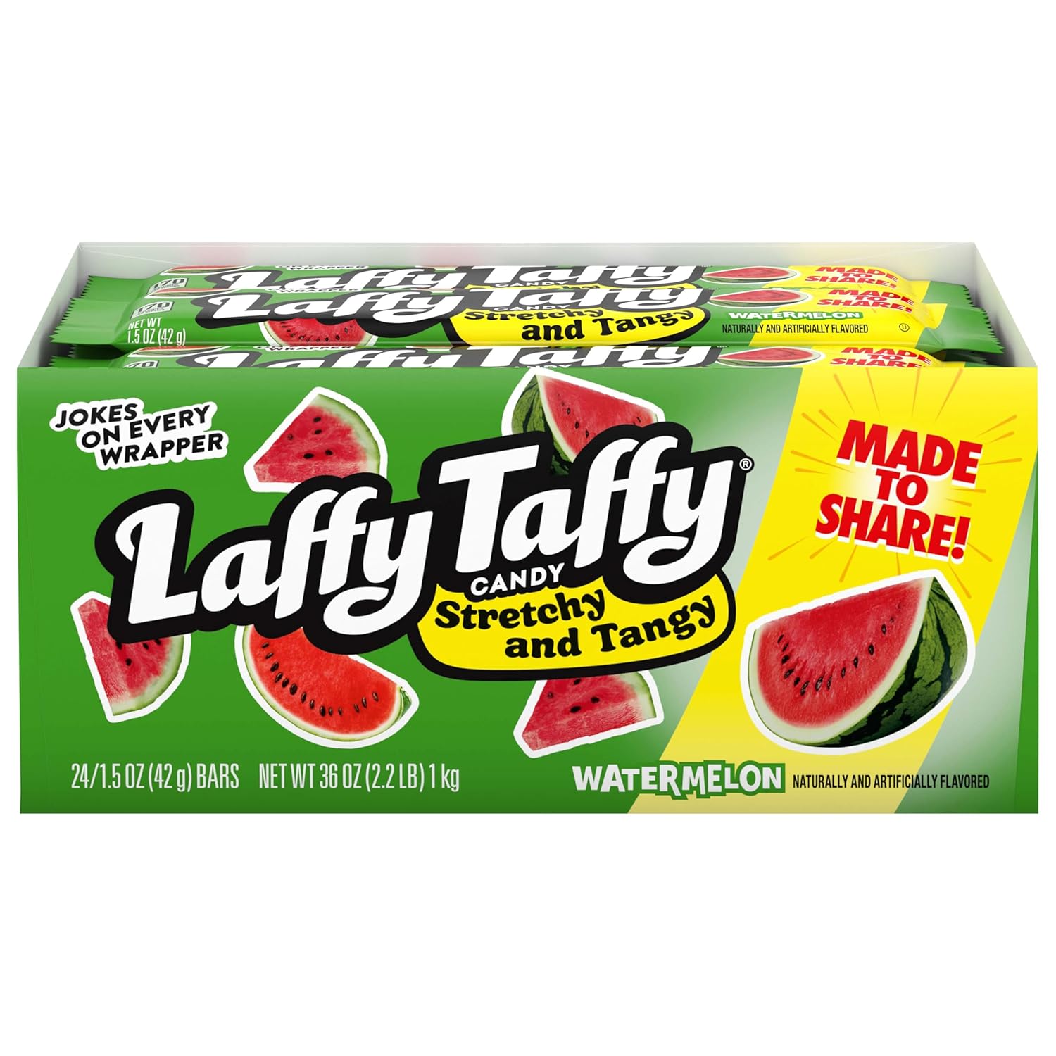 Watermelon Laffy Taffy Stretchy and Tangy Candy - 36 oz (Pack of 24) in ...