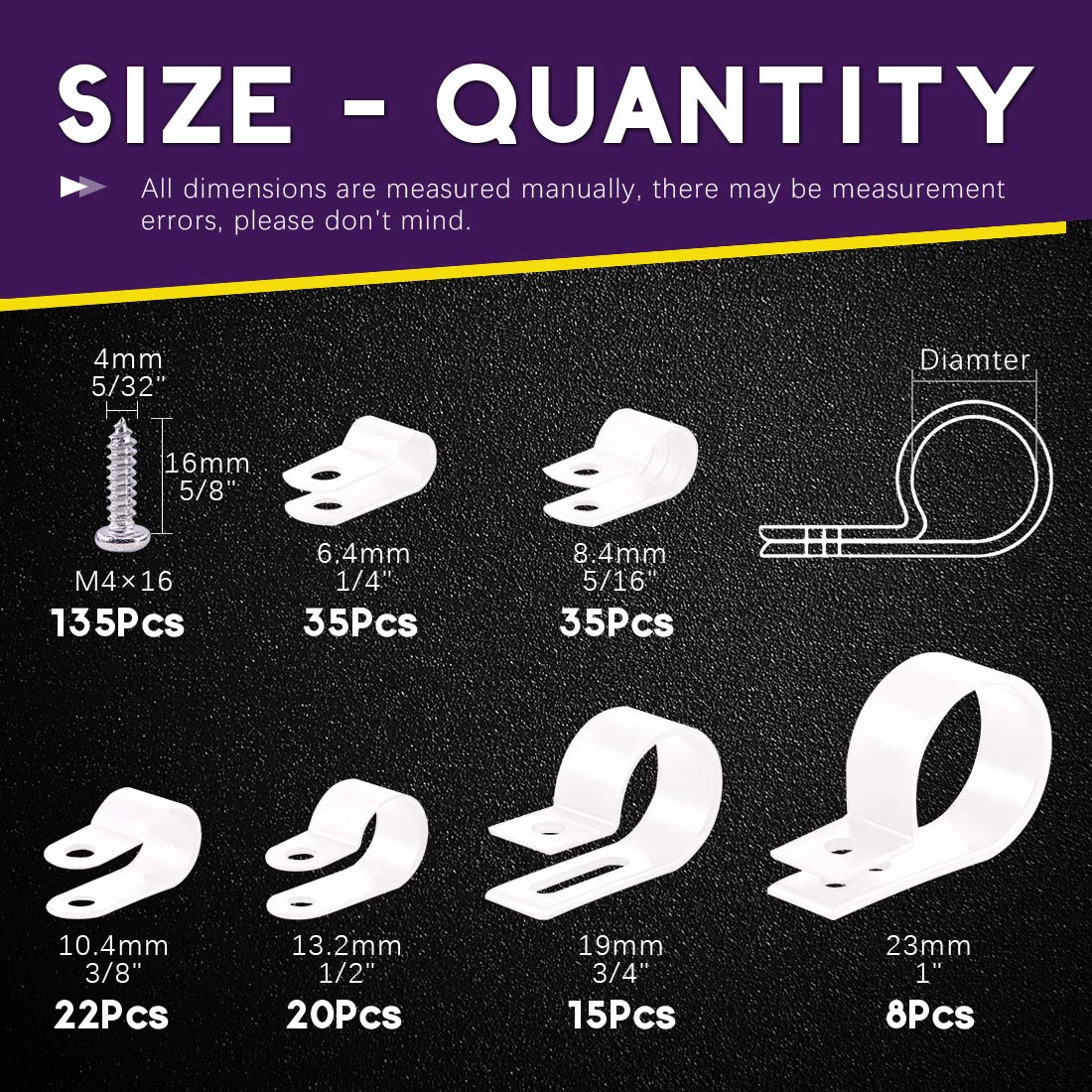 Snapklik.com : Swpeet 135 Pack 6 Sizes White Nylon Plastic R-Type Cable ...