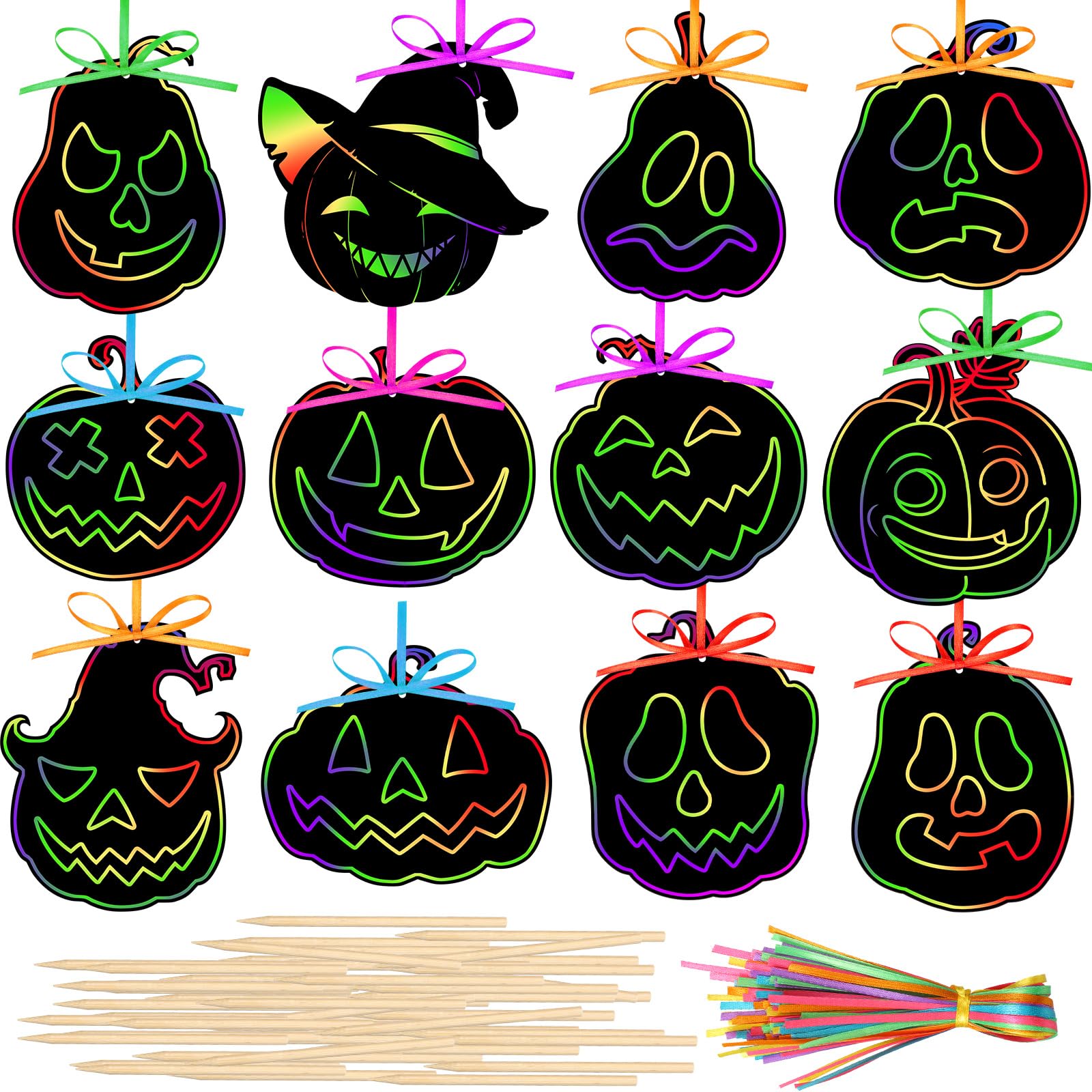 Snapklik.com : Qilery 120 Pcs Fall Halloween Scratch Paper Off Cards ...