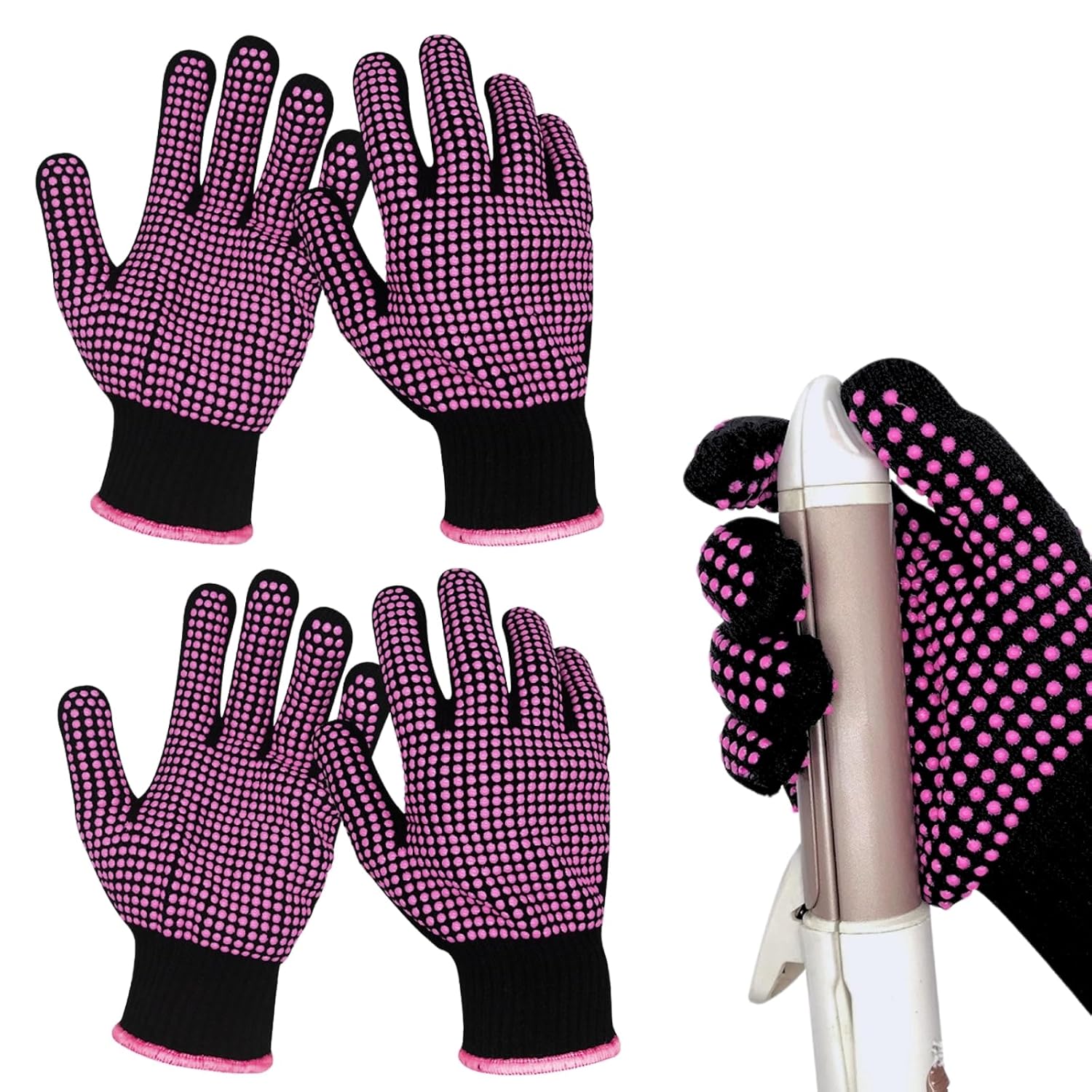 KEYRI 4 Pcs Heat Resistant Gloves for Hair Styling, Heat Protection ...