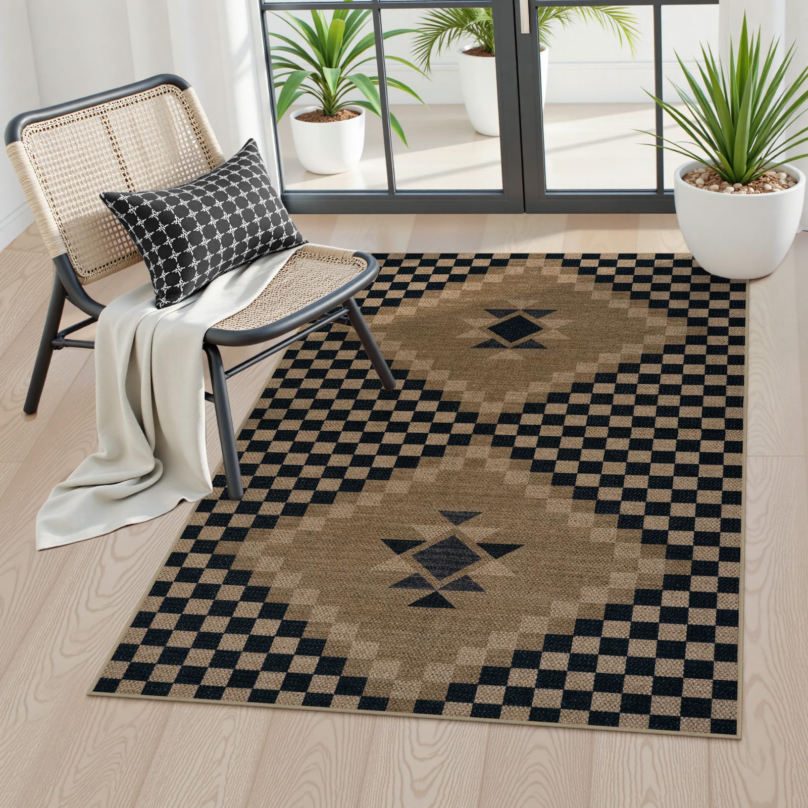 Amazon.com: LIVEBOX Easy Jute Washable Rugs 3x5, Modern Checkered ...