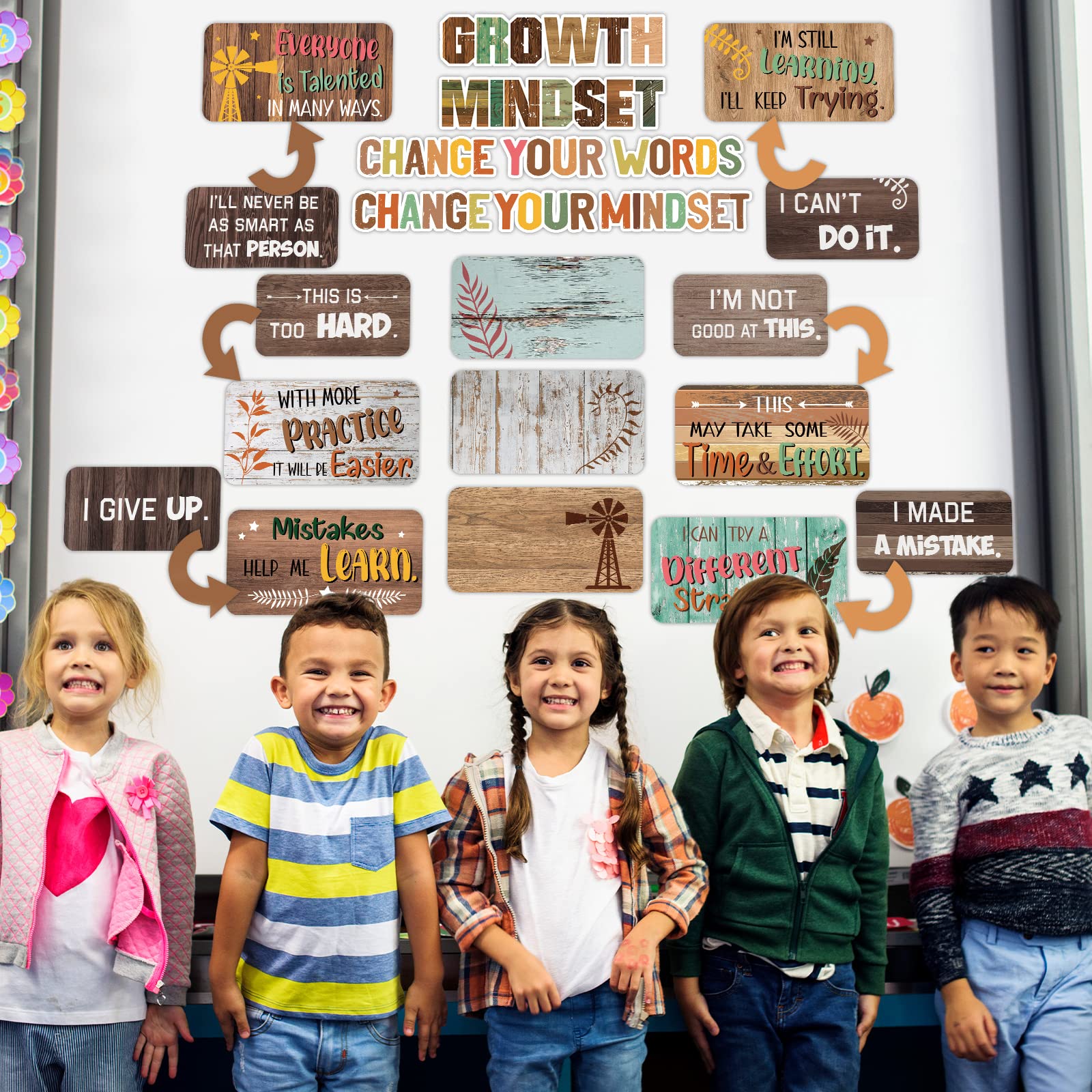 Snapklik.com : 30 Pcs Growth Mindset Bulletin Board Decor Farmhouse ...